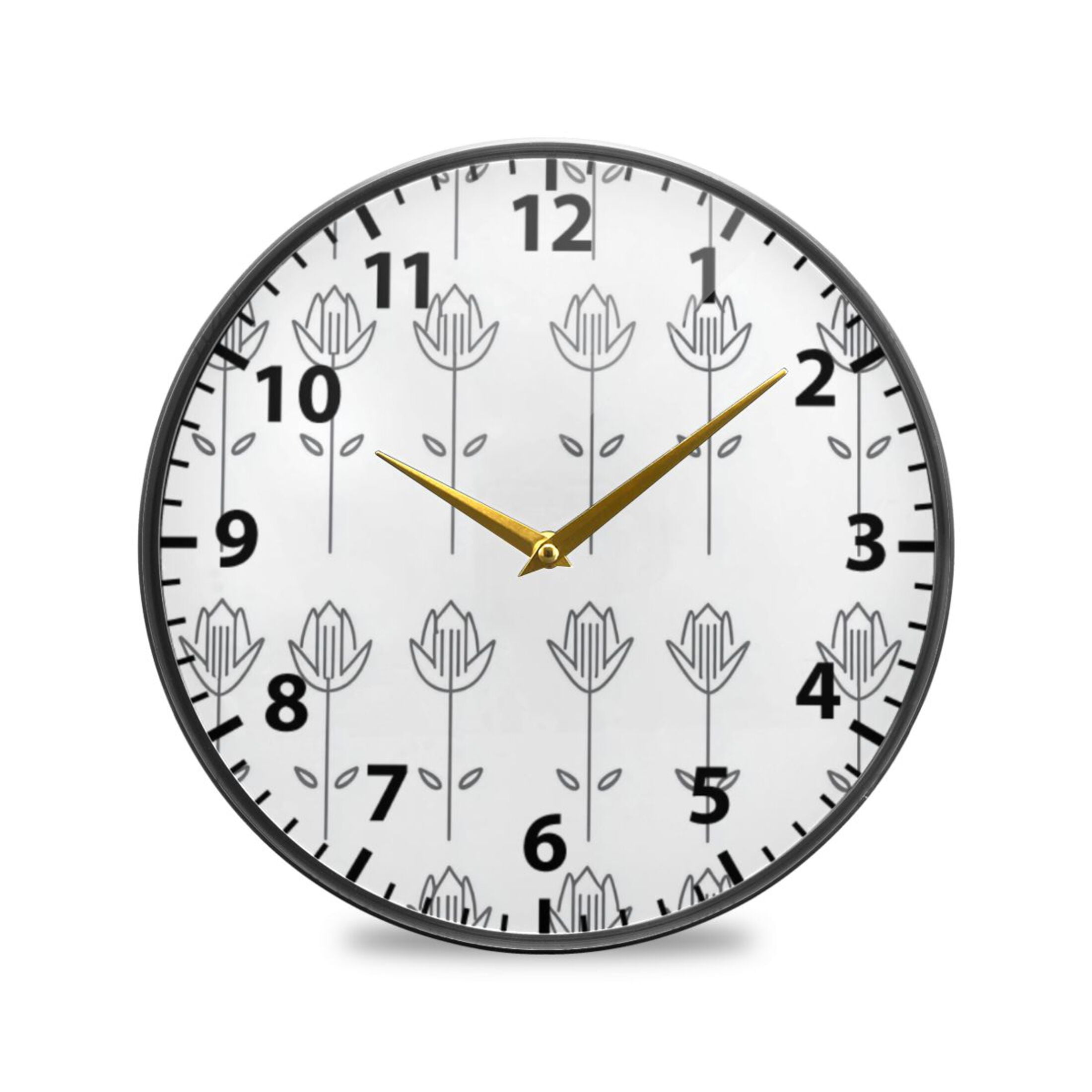 Acrylic Wall and Table Clock Stylized Flowers Pattern 11.9in Modern ...