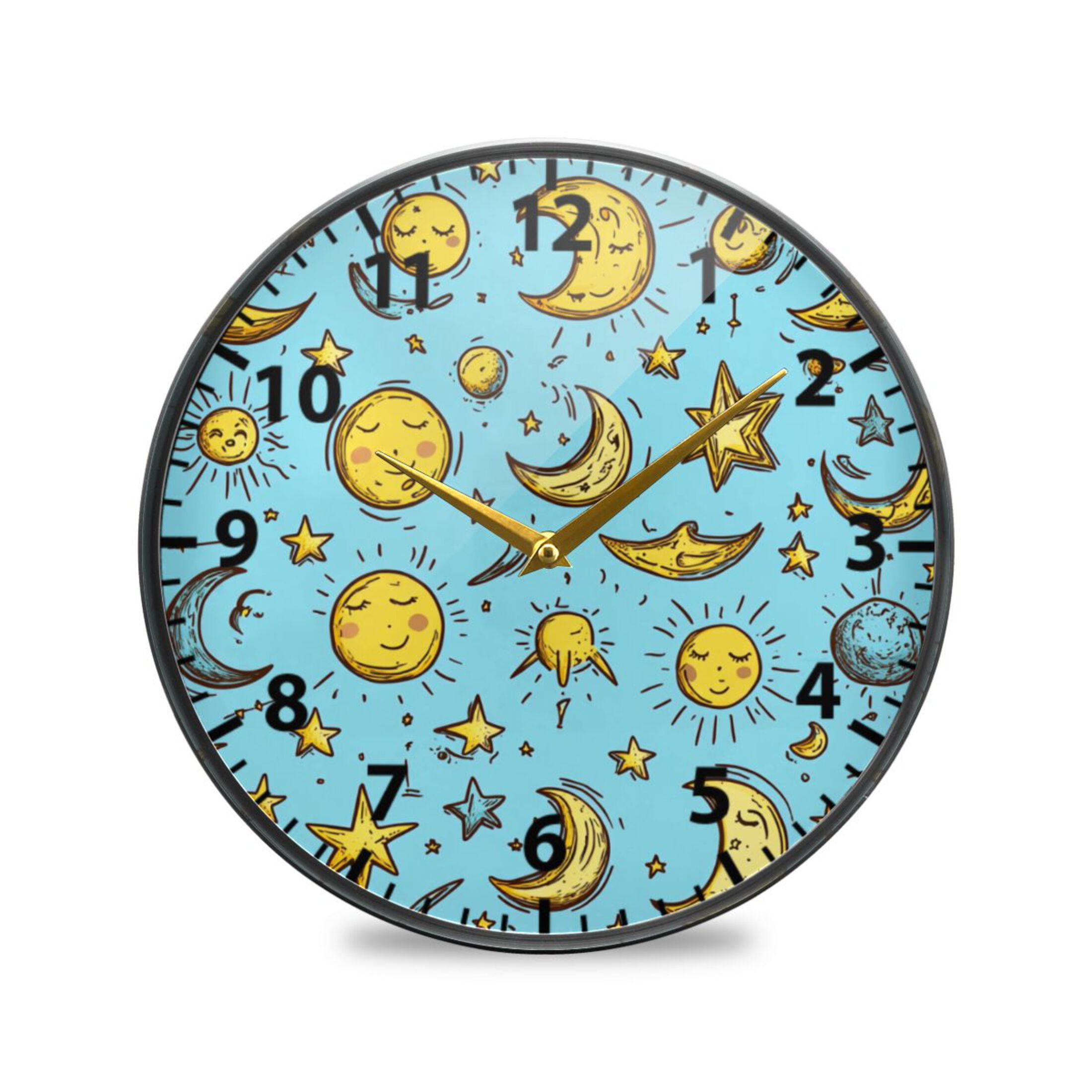 Acrylic Wall and Table Clock Sun and Moon 11.9in Modern Decor with ...