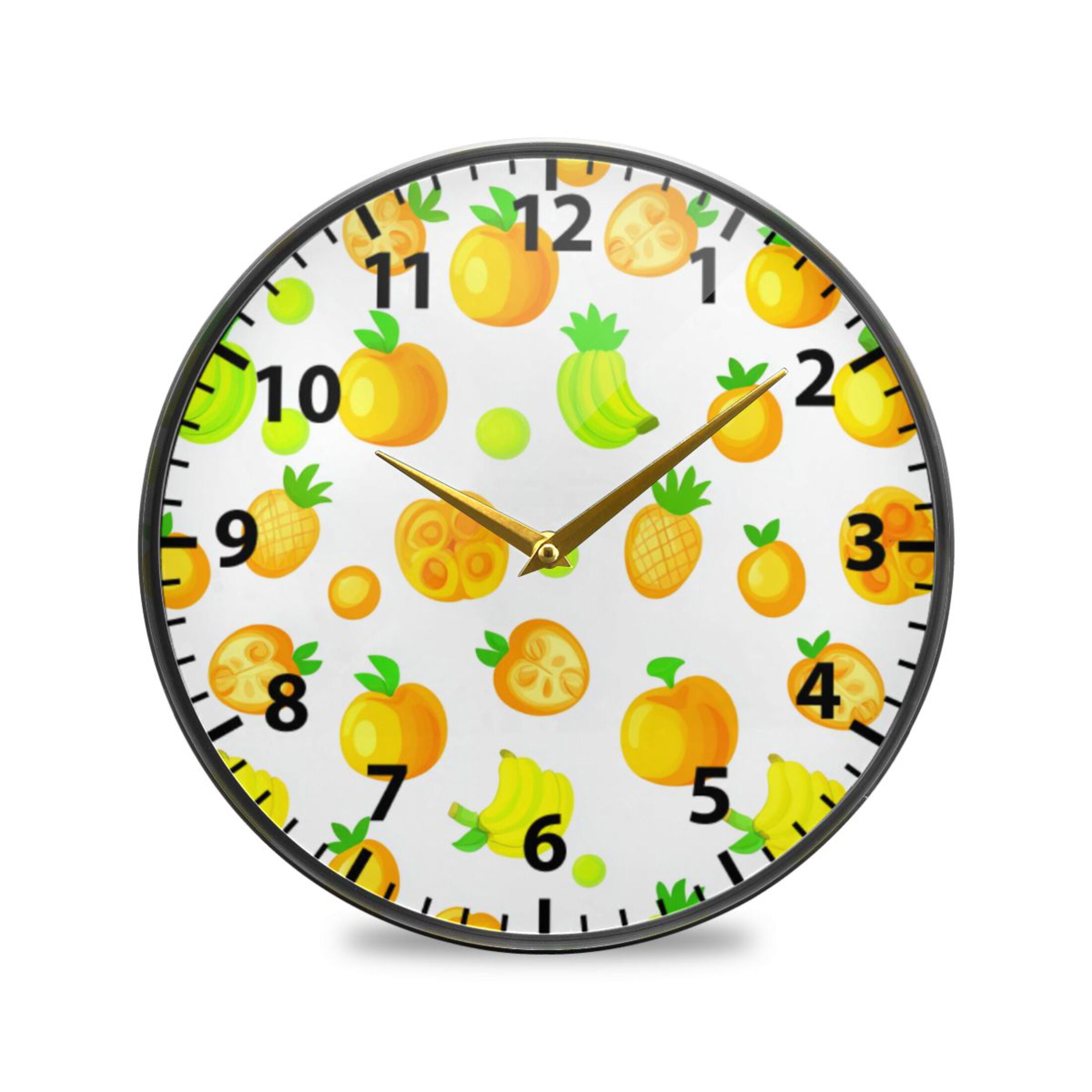 Acrylic Wall and Table Clock Tropical Fruit Pattern 9.5in Modern Decor ...
