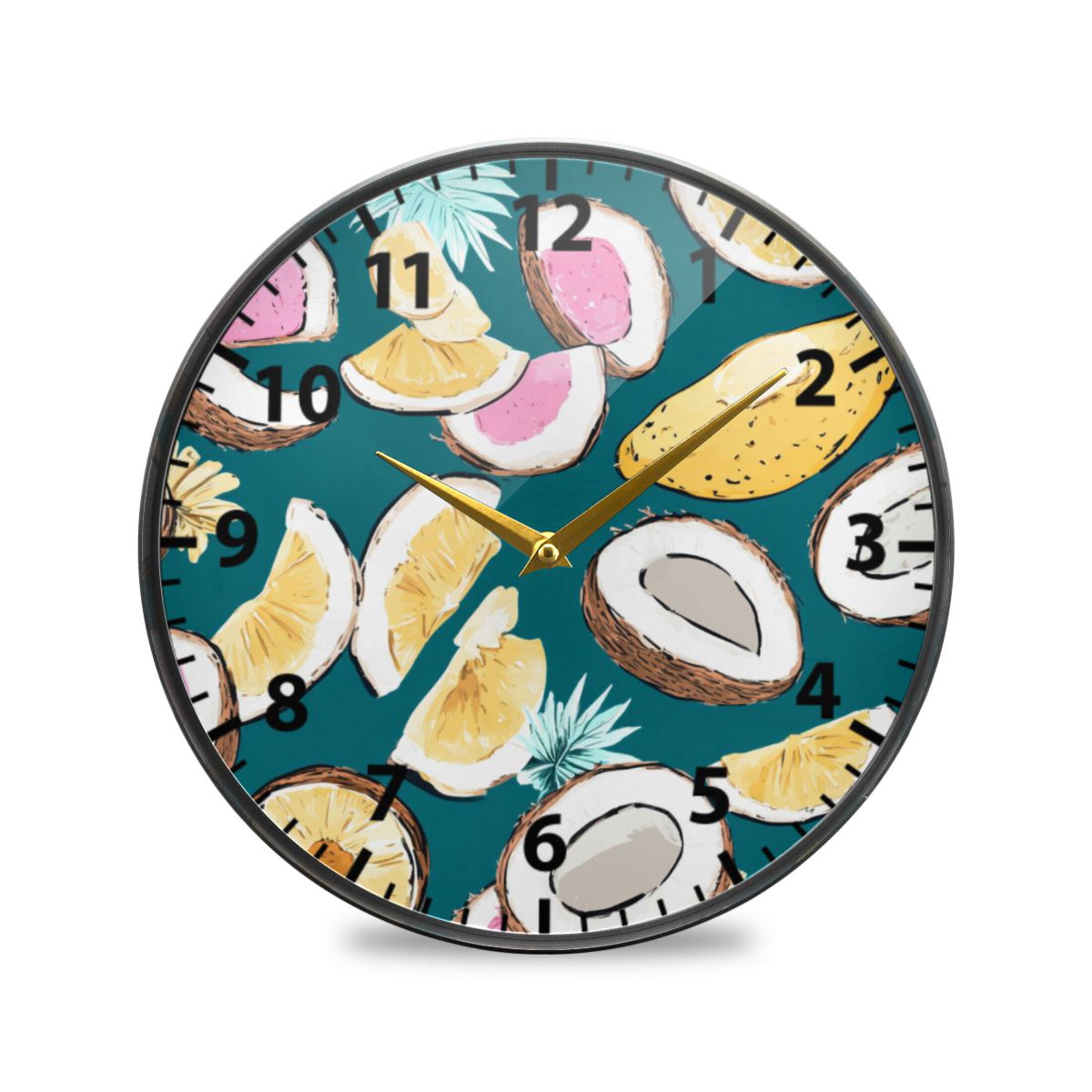 Acrylic Wall and Table Clock Tropical Fruits Design 11.9in Modern Decor ...