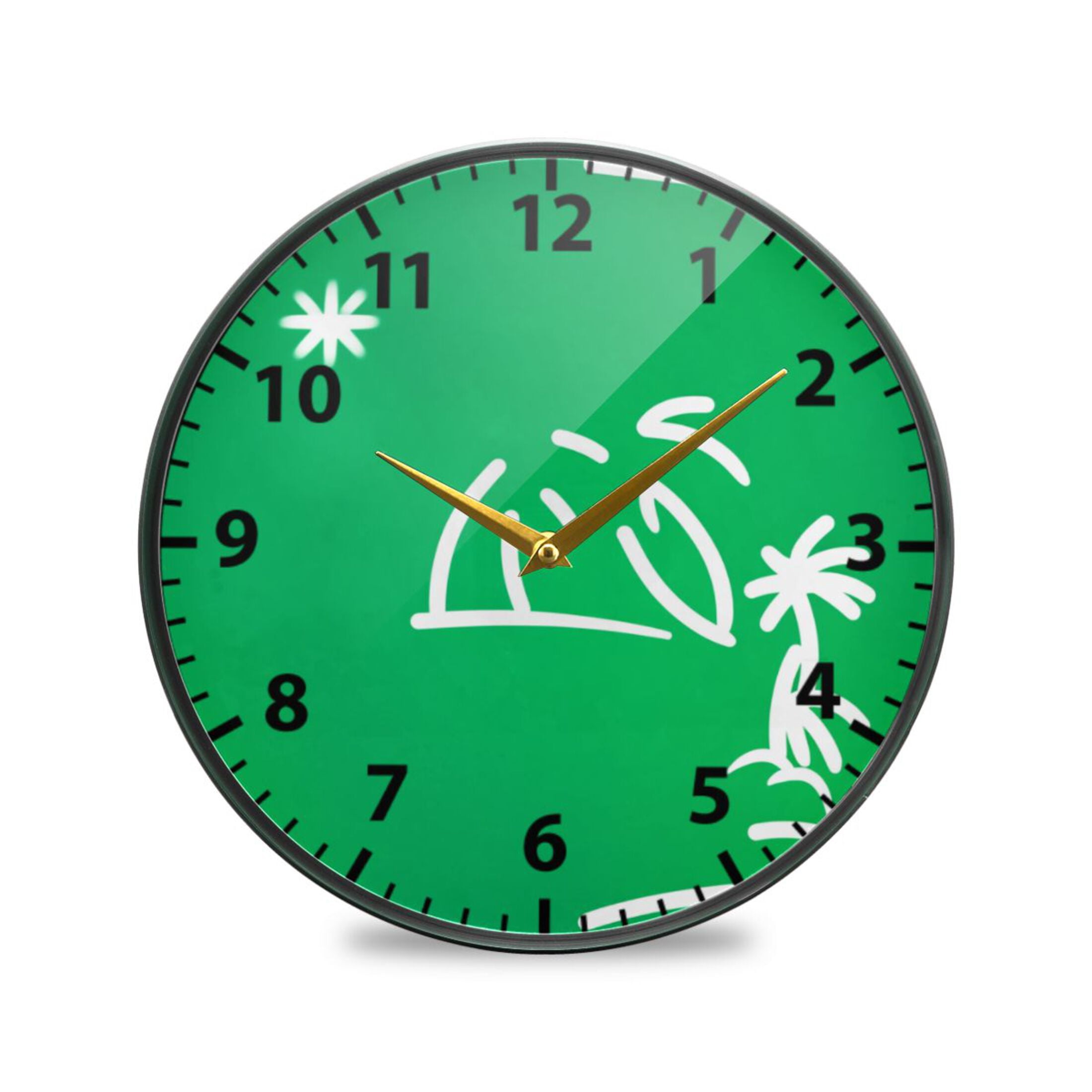 Acrylic Wall and Table Clock Tropical Island Pattern 11.9in Modern ...