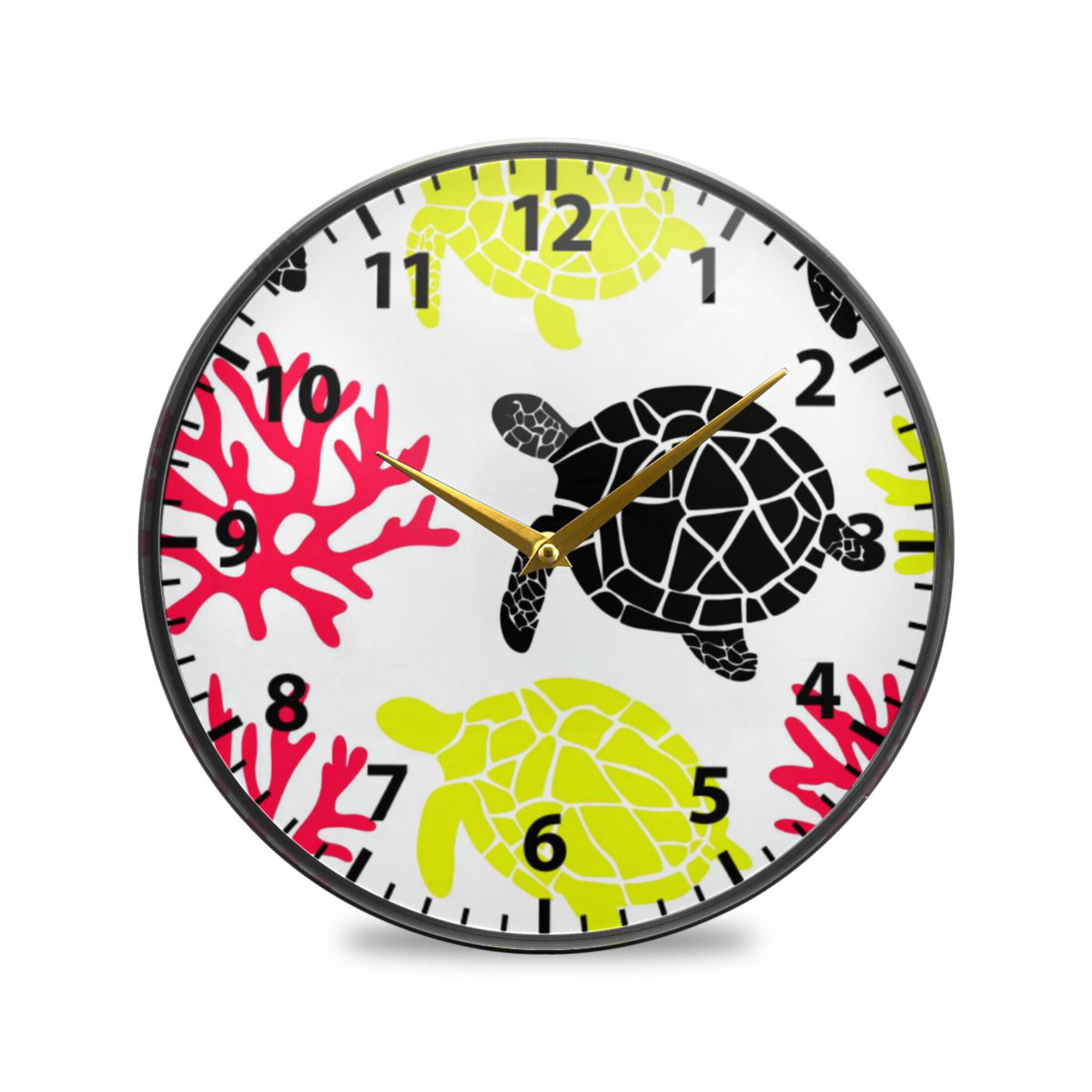 Acrylic Wall and Table Clock Turtle and Coral 11.9in Modern Decor with ...