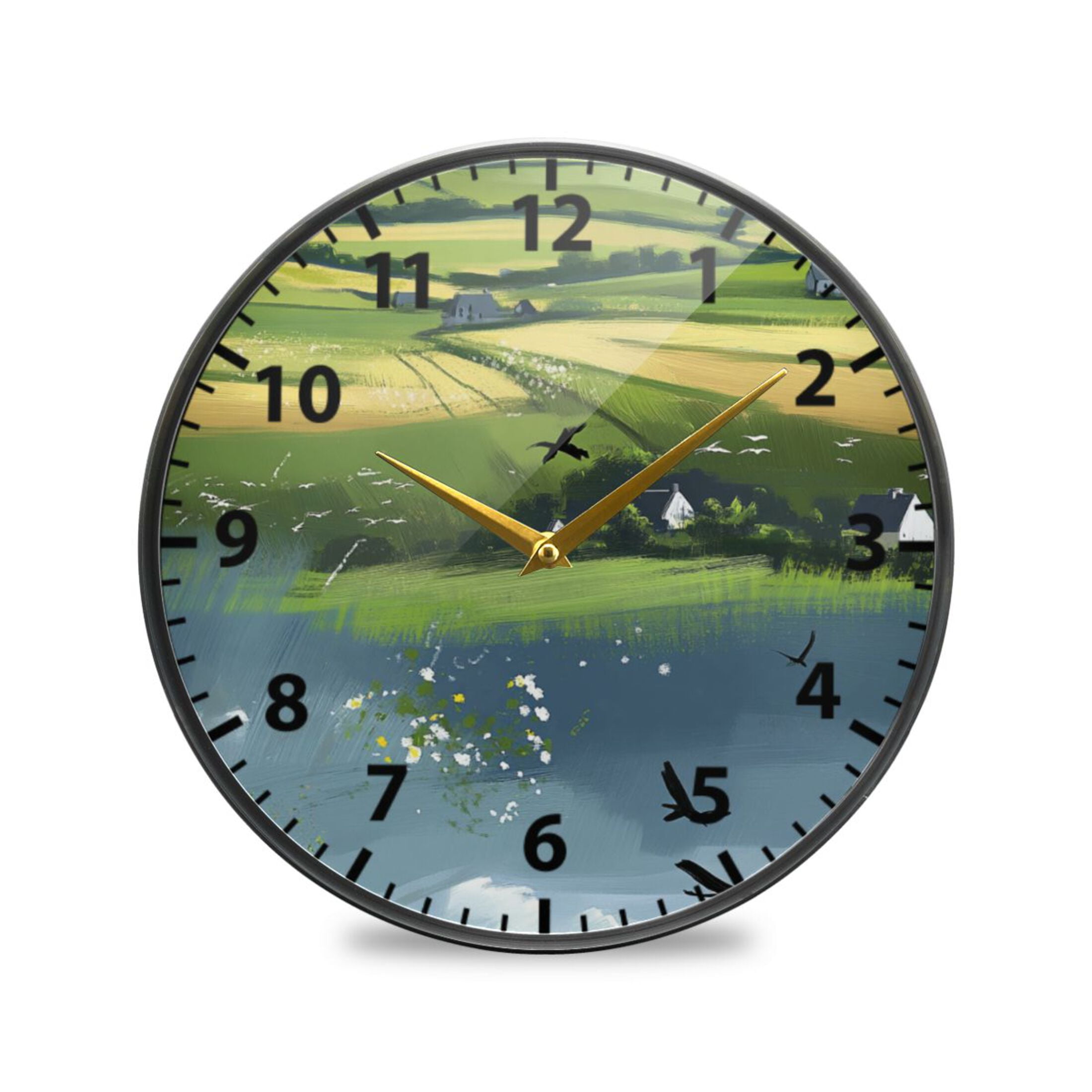 Acrylic Wall and Table Clock Vibrant Green Landscape 11.9in Modern ...