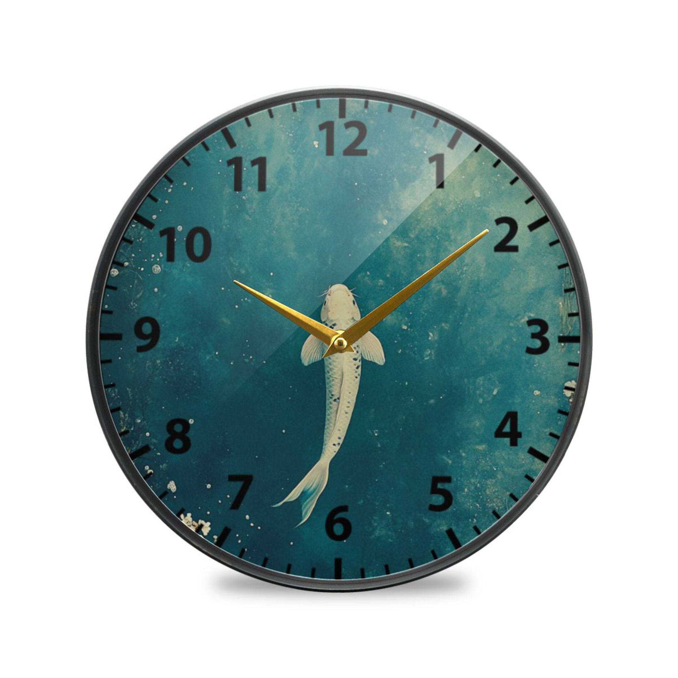 Acrylic Wall and Table Clock Wash Koi 9.5in Modern Decor with Golden ...