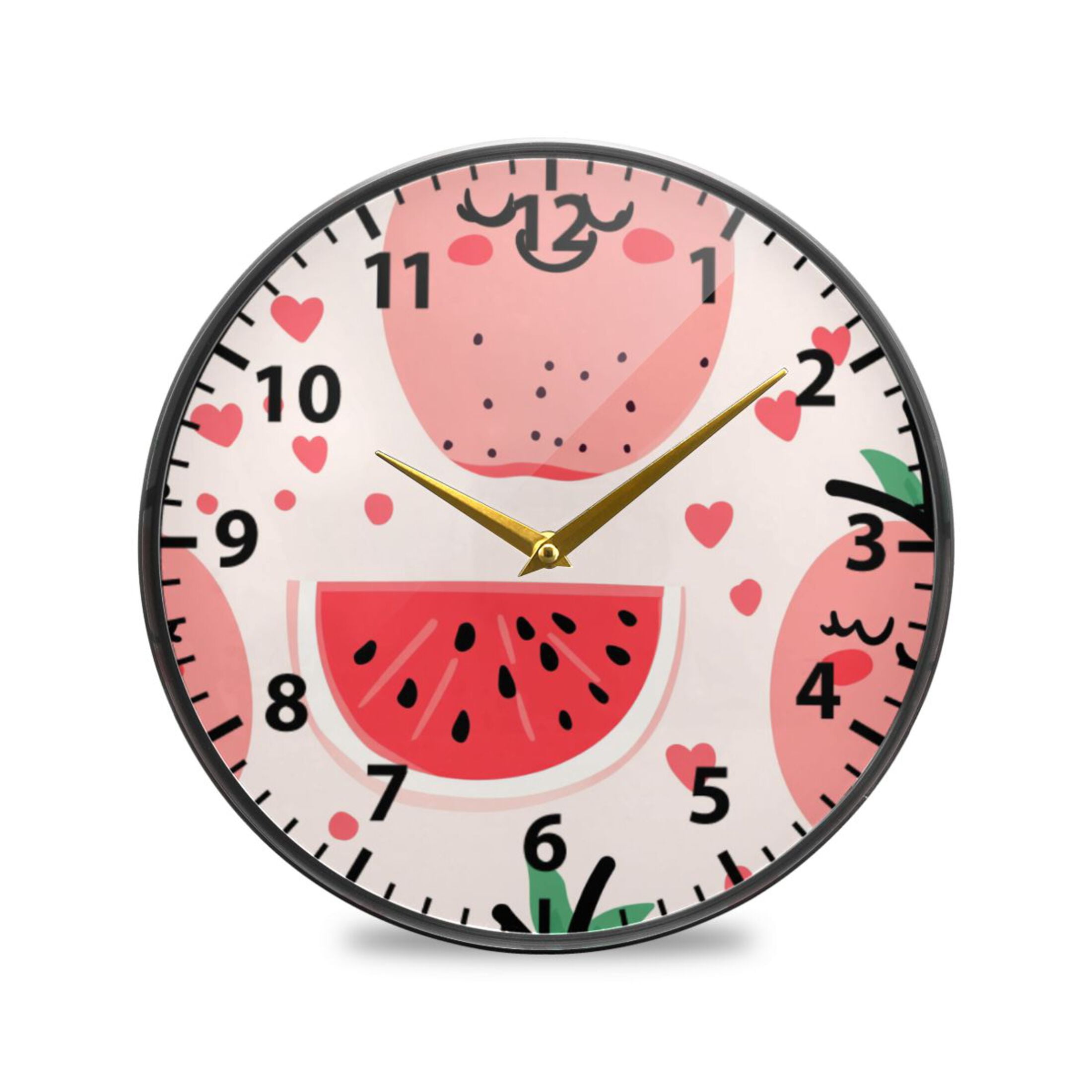 Watermelon and Peach Pattern Wall Clock Modern Decor Acrylic Clock ...