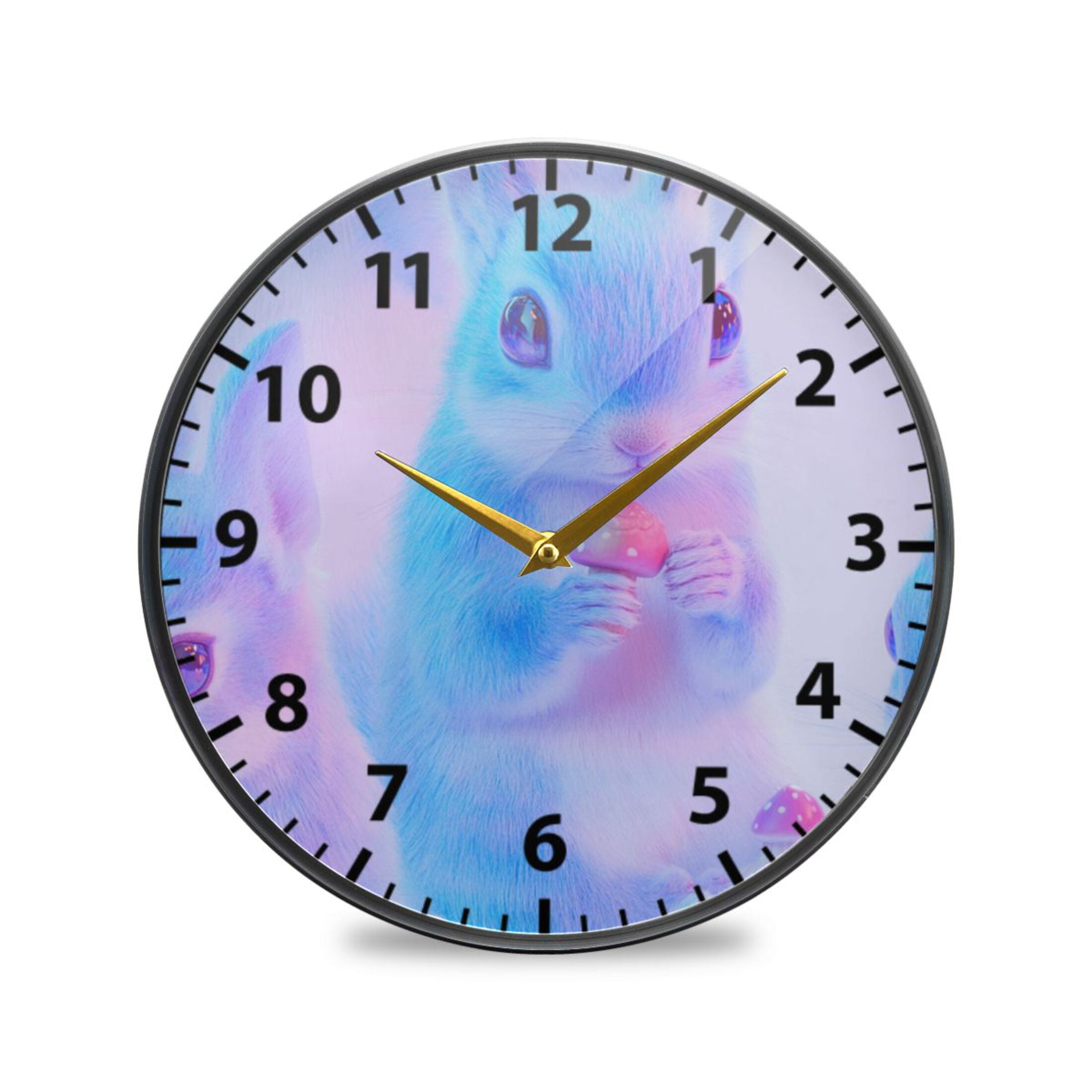 Acrylic Wall and Table Clock Whimsical Rabbits 9.5in Modern Decor with ...