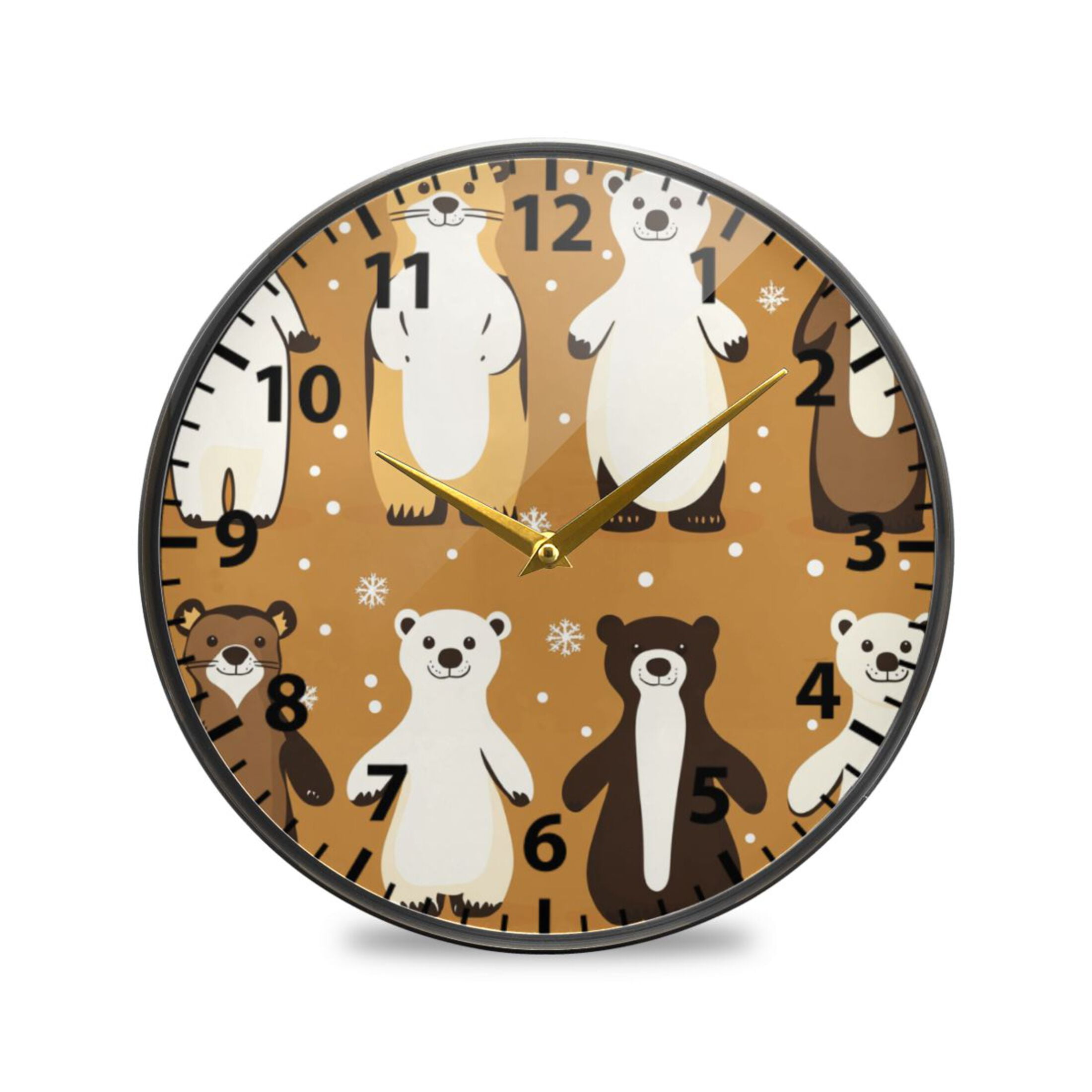 Winter Friends Wall Clock Modern Decor Acrylic Clock Golden Hands 11 ...