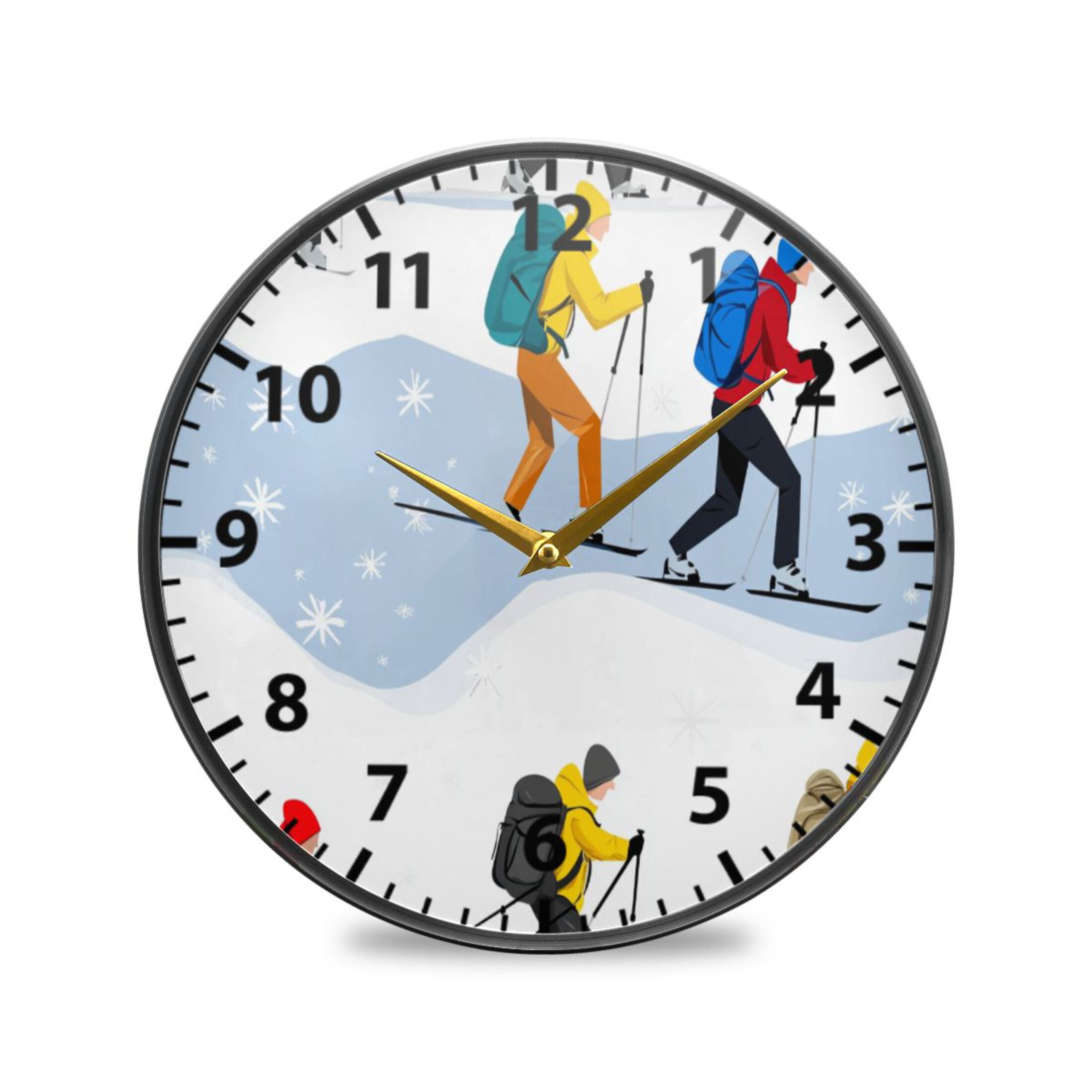 Acrylic Wall and Table Clock Winter Ski Adventure 11.9in Modern Decor ...