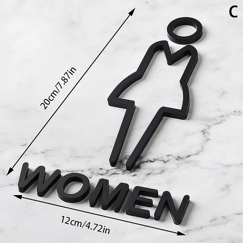 Acrylic Washroom Sign Plate Customized WC Door Wall Label Sticker ...