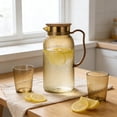 Acrylic Water Pitcher Diamond Pattern Plastic Beverage Jug with Wooden ...