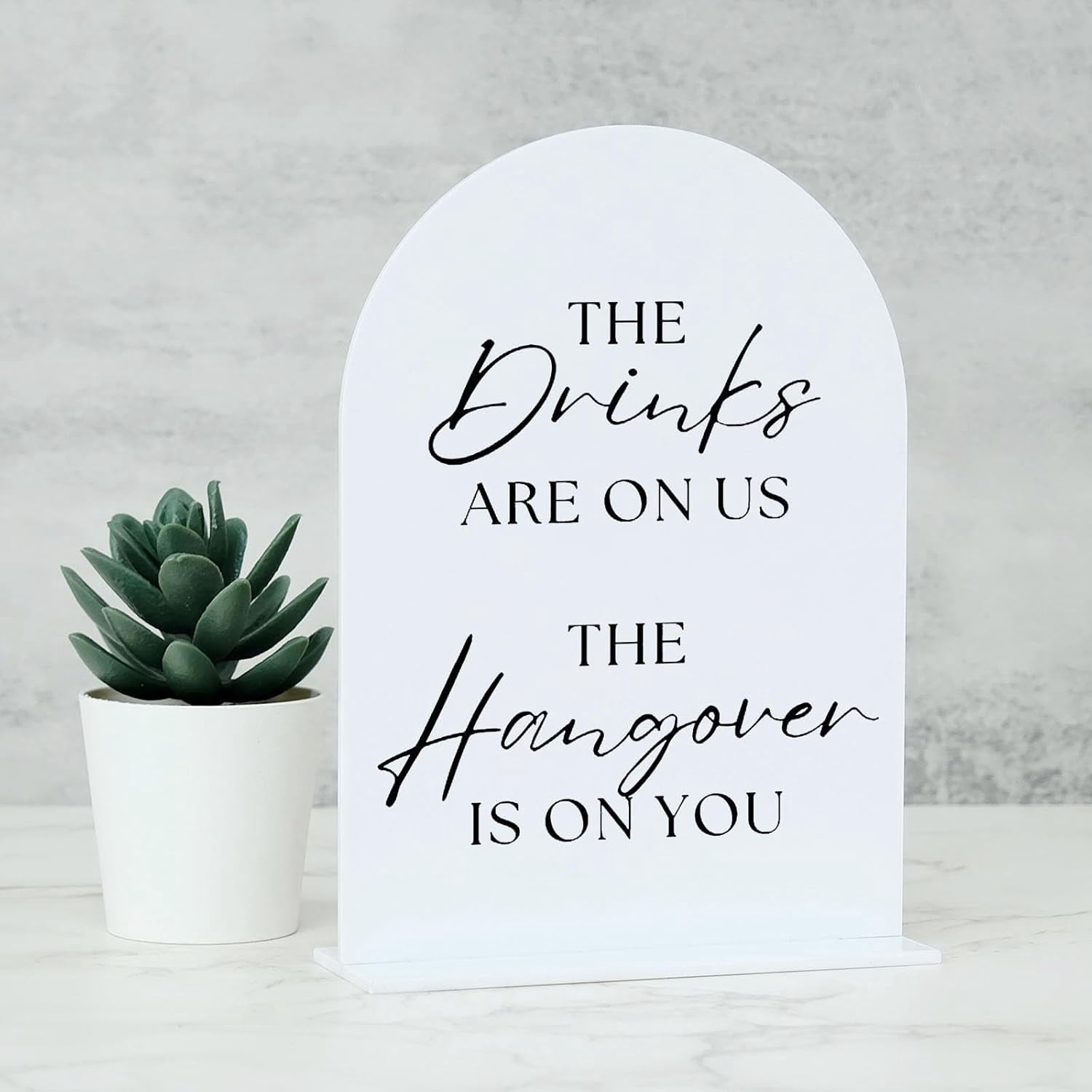 Acrylic Wedding Bar Sign with Stand - 5"x7" White Arch Acrylic Sign and ...