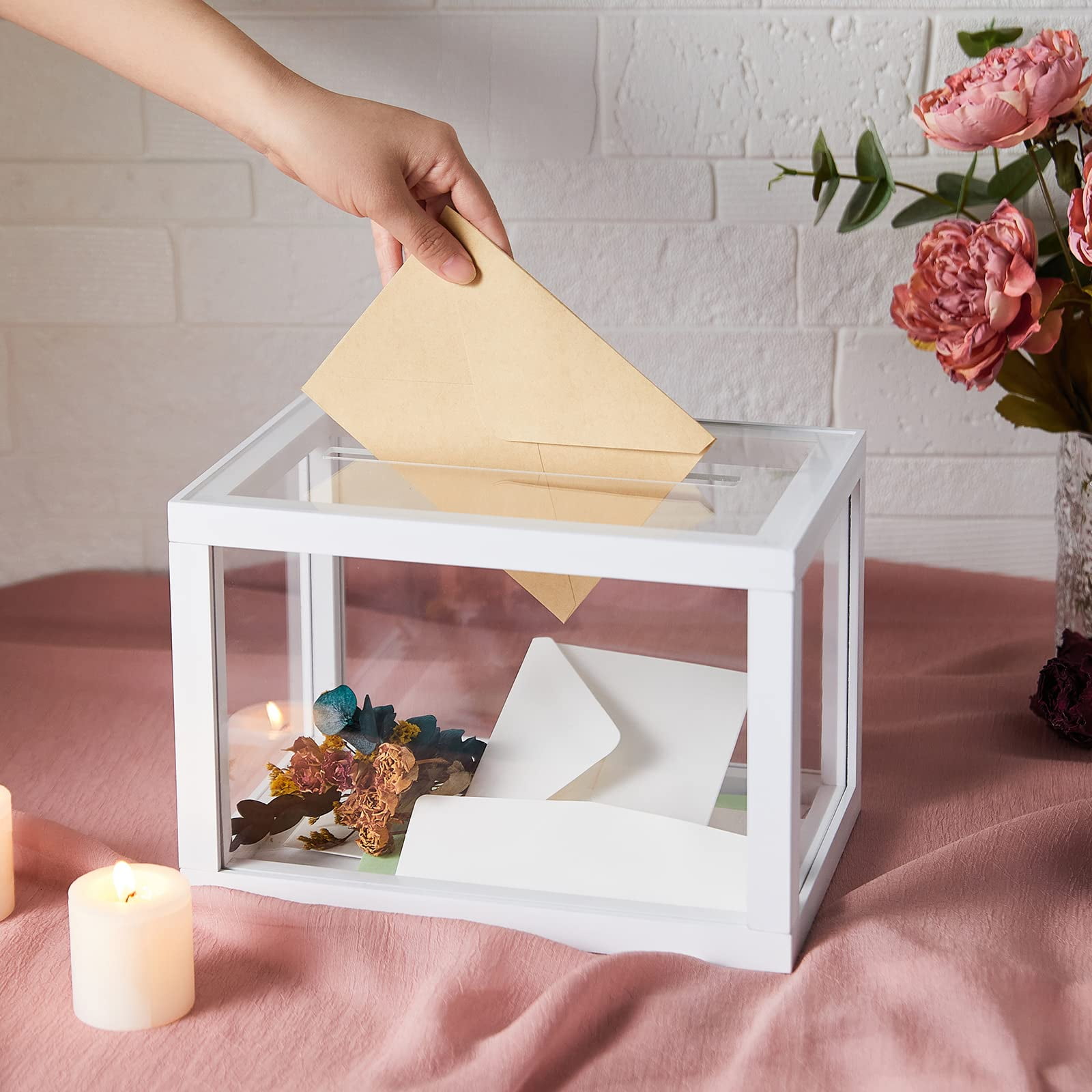 Acrylic Wedding Card Box with Lid, Clear Card Holder for Reception ...