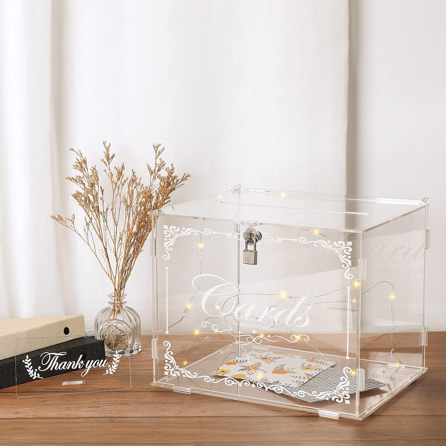 Acrylic Wedding Card Box Money Post Gift Box Holder, Clear Card Box ...
