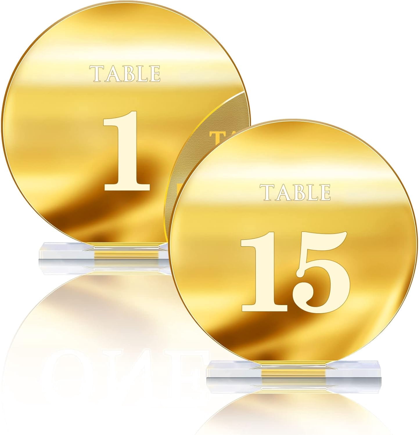 Acrylic Wedding Table Numbers 1-15 with Stands,4.8"Round Mirror Gold ...
