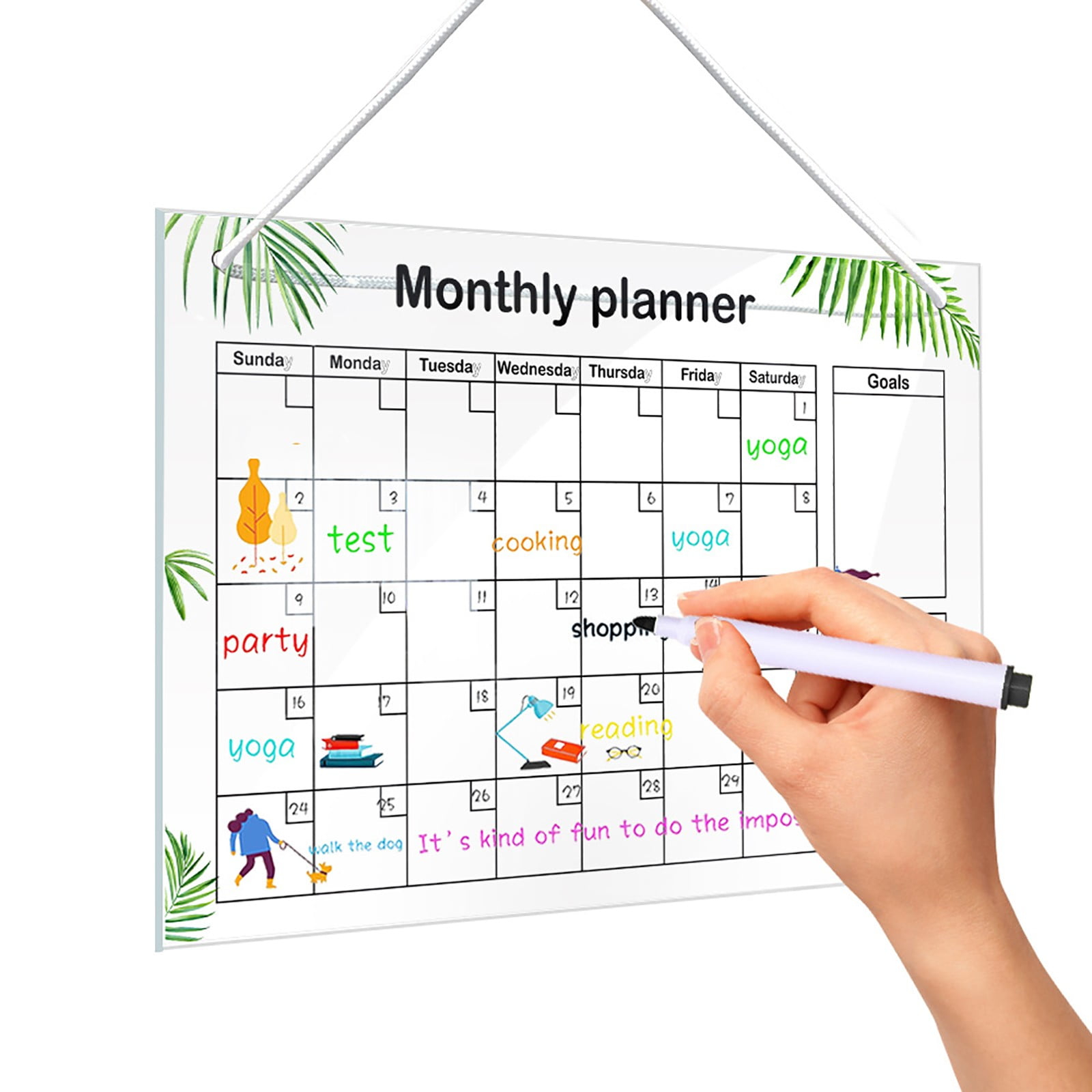 An Acrylic Weekly Planner and Six Pens Hanging Erasable Acrylic Weekly ...