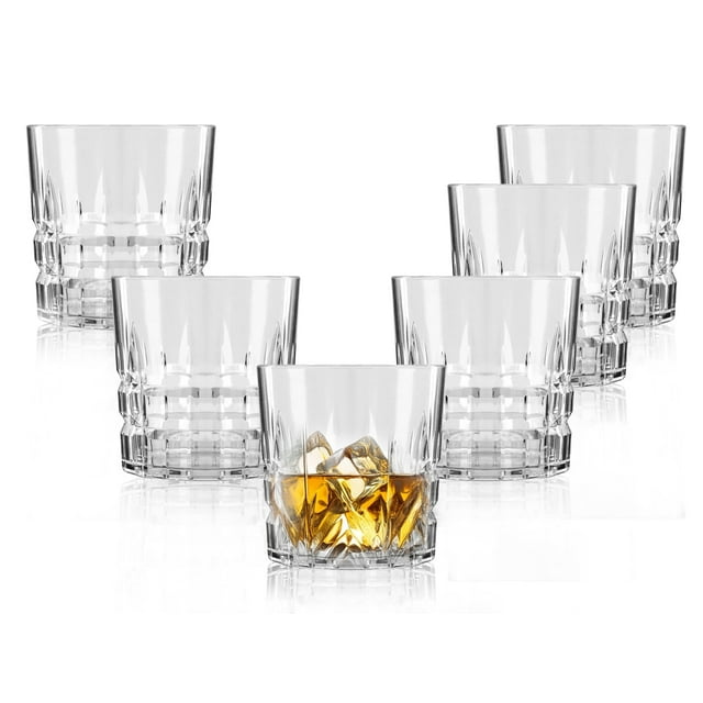 Acrylic Whiskey Glasses 11oz 6 pieces set, Unbreakable Plastic ...