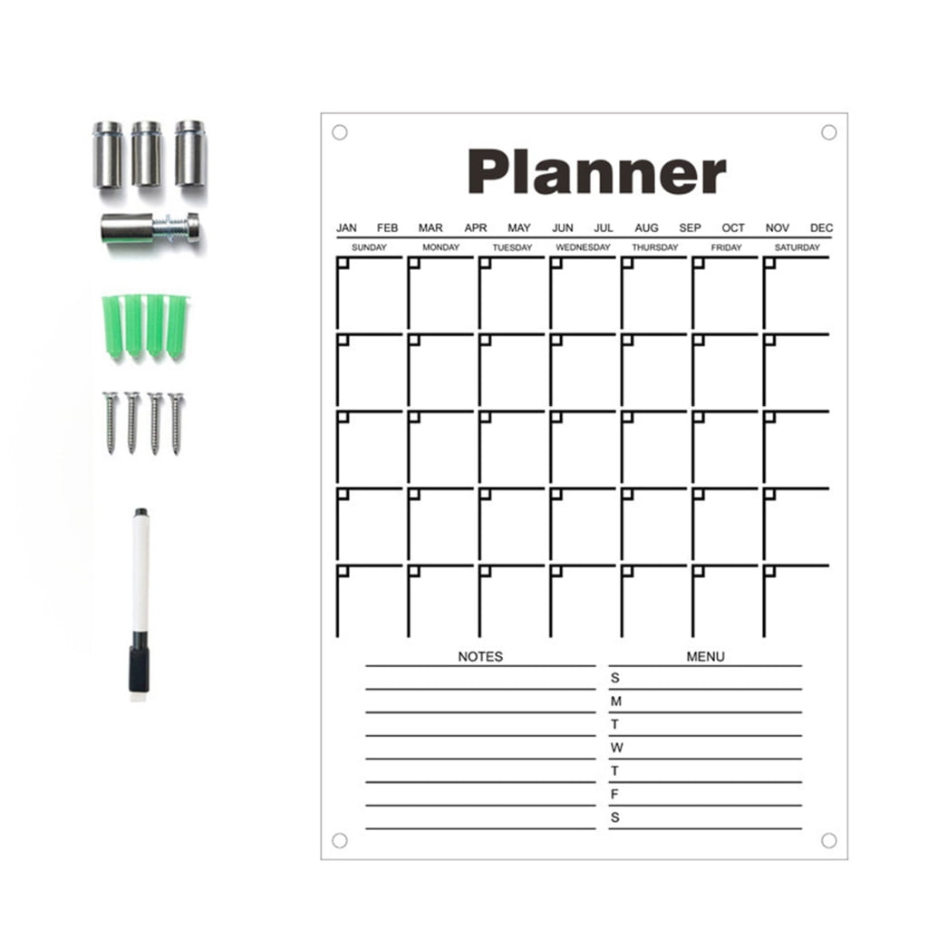 Acrylic Whiteboard Calendar Monthly Weekly Planner Clear Dry Erase ...