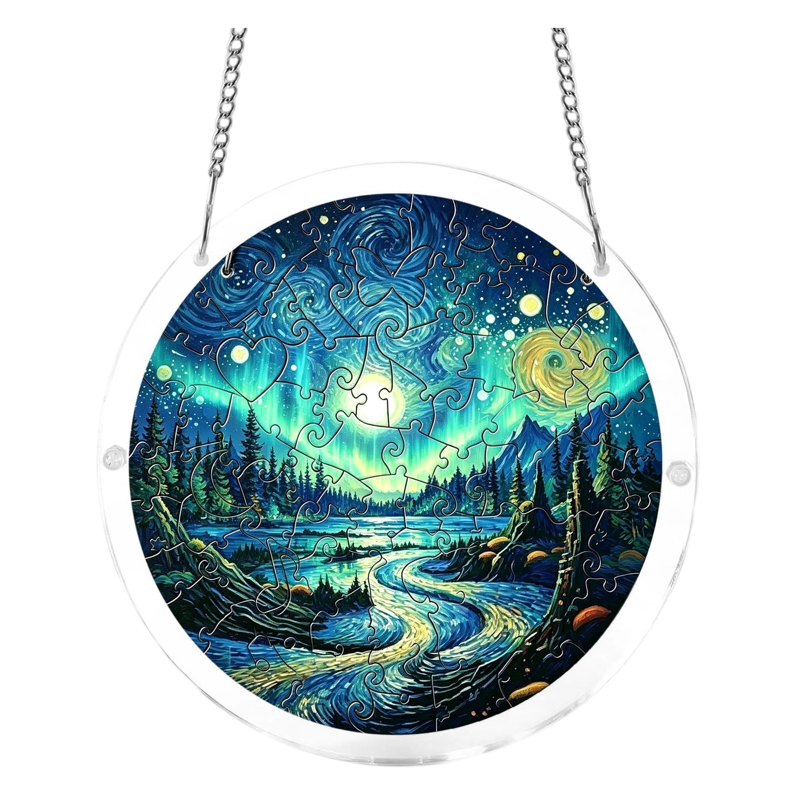 Acrylic Wind Chime Hanging Ornament with Artistic River Landscape Print ...