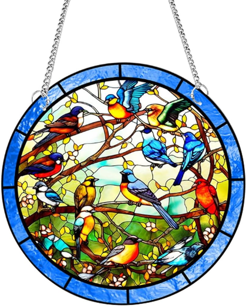 Acrylic Window Hanging, Bird Stained Glass Window Hanging, Animal ...