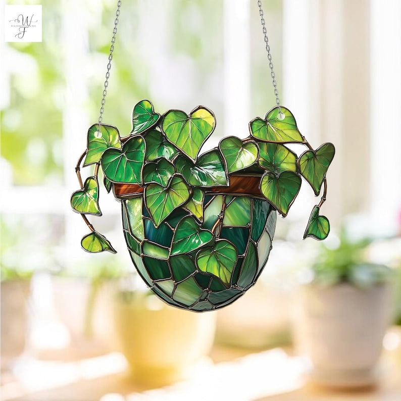 Acrylic Window Hanging Green Ivy Plant, Decorative Nature Inspired ...