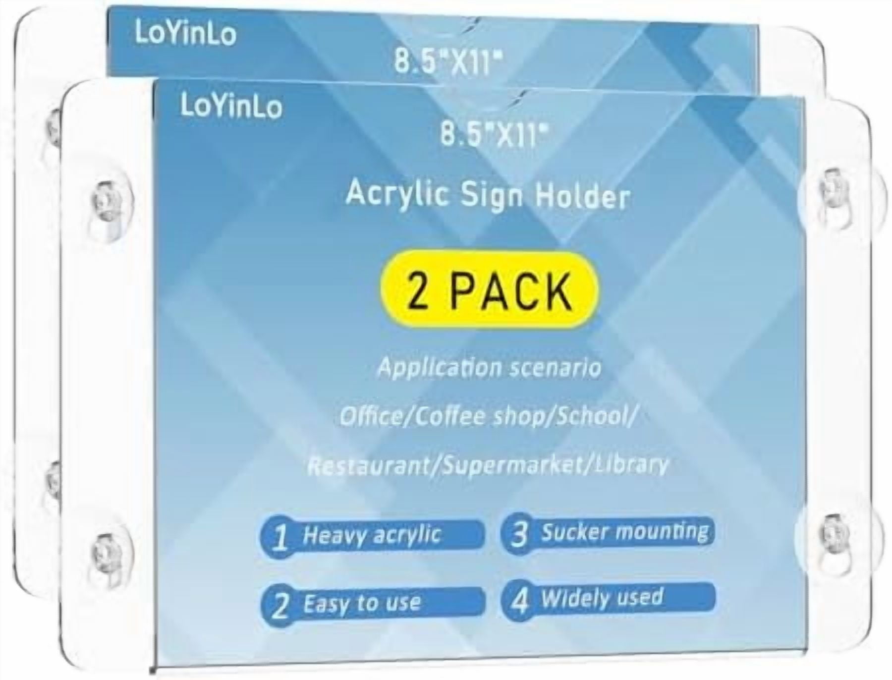 Acrylic Window Sign Holder,Clear Acrylic Frames with 4 Suction Cups ...