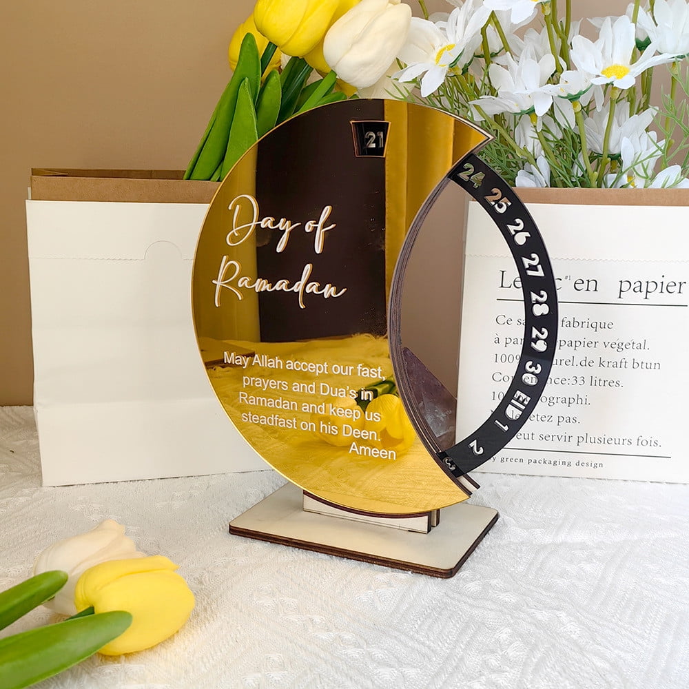 Acrylic Wooden Eid Countdown Calendar | Rotatable Holiday Countdown ...