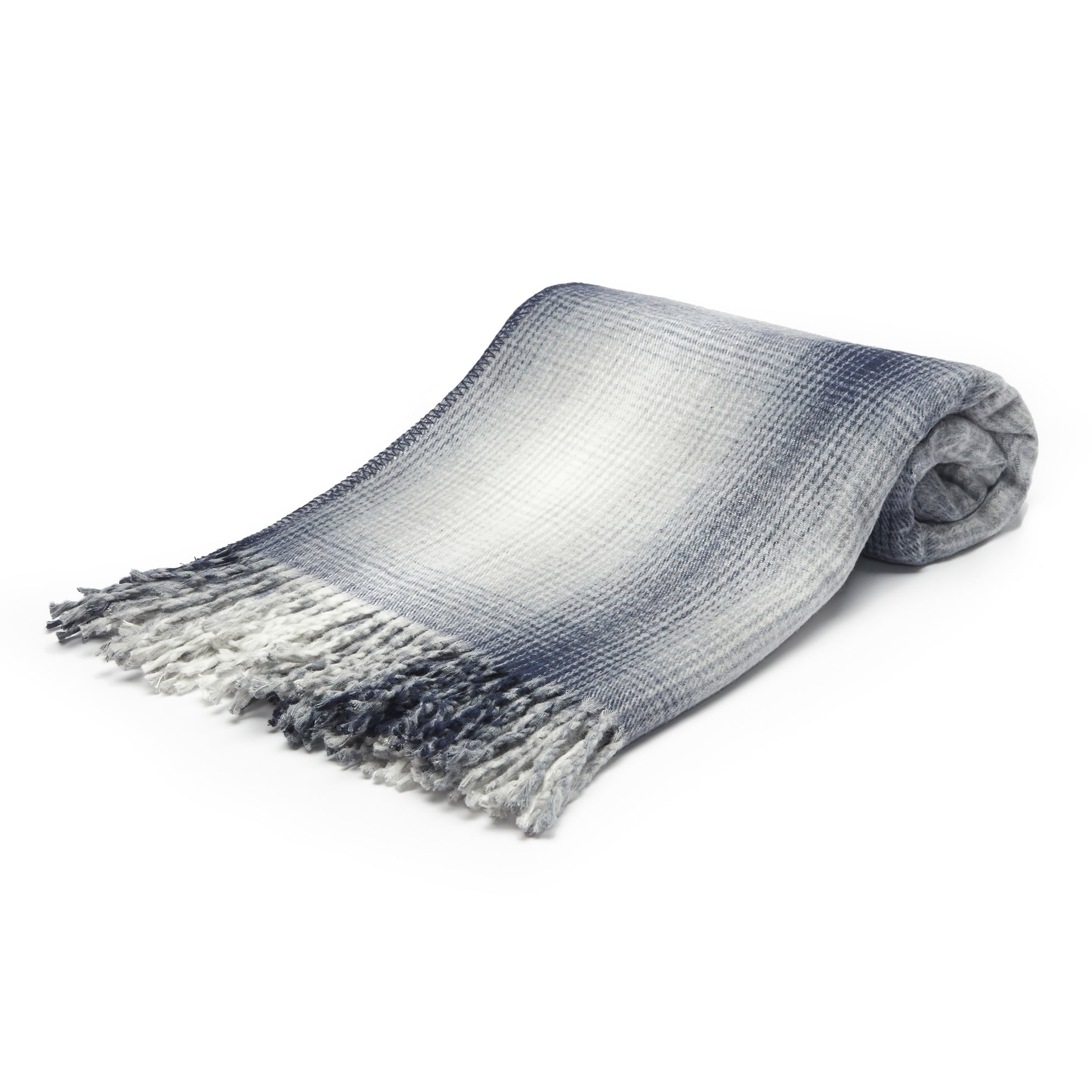 Acrylic Woven Queen Size Throw Blanket with Hand Knotted Fringes Gray ...