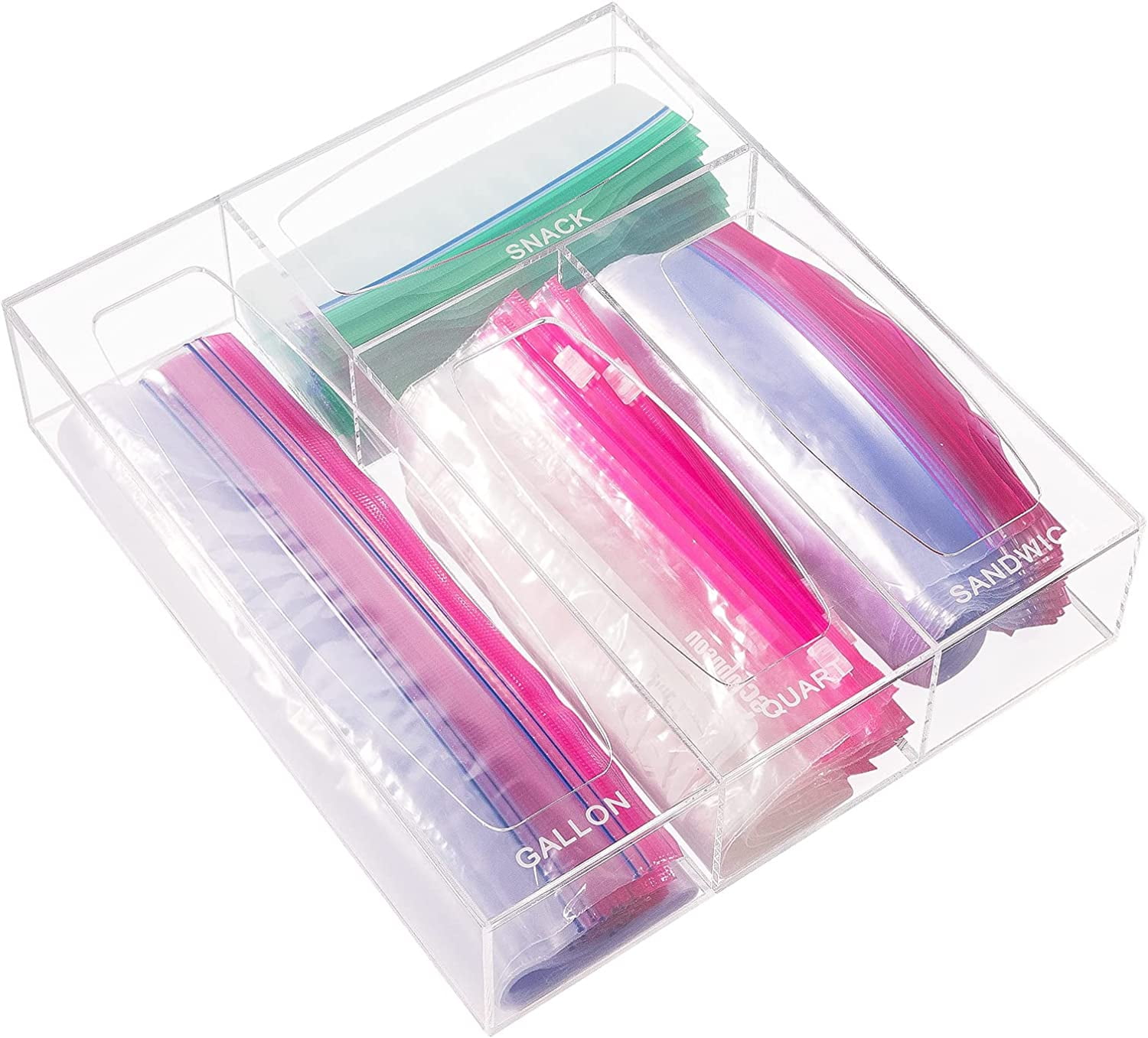Acrylic Ziplock Bags Organizer - Baggie Bags Drawer Organizer & Plastic ...