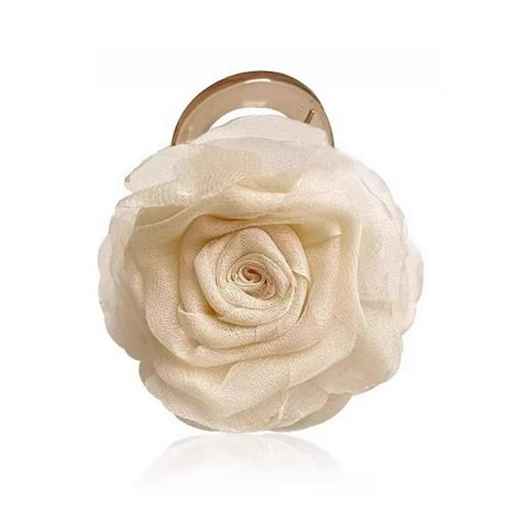 Acrylic and Organza Rose Clip Flower Hair Clip for Women: 2025 Retro ...