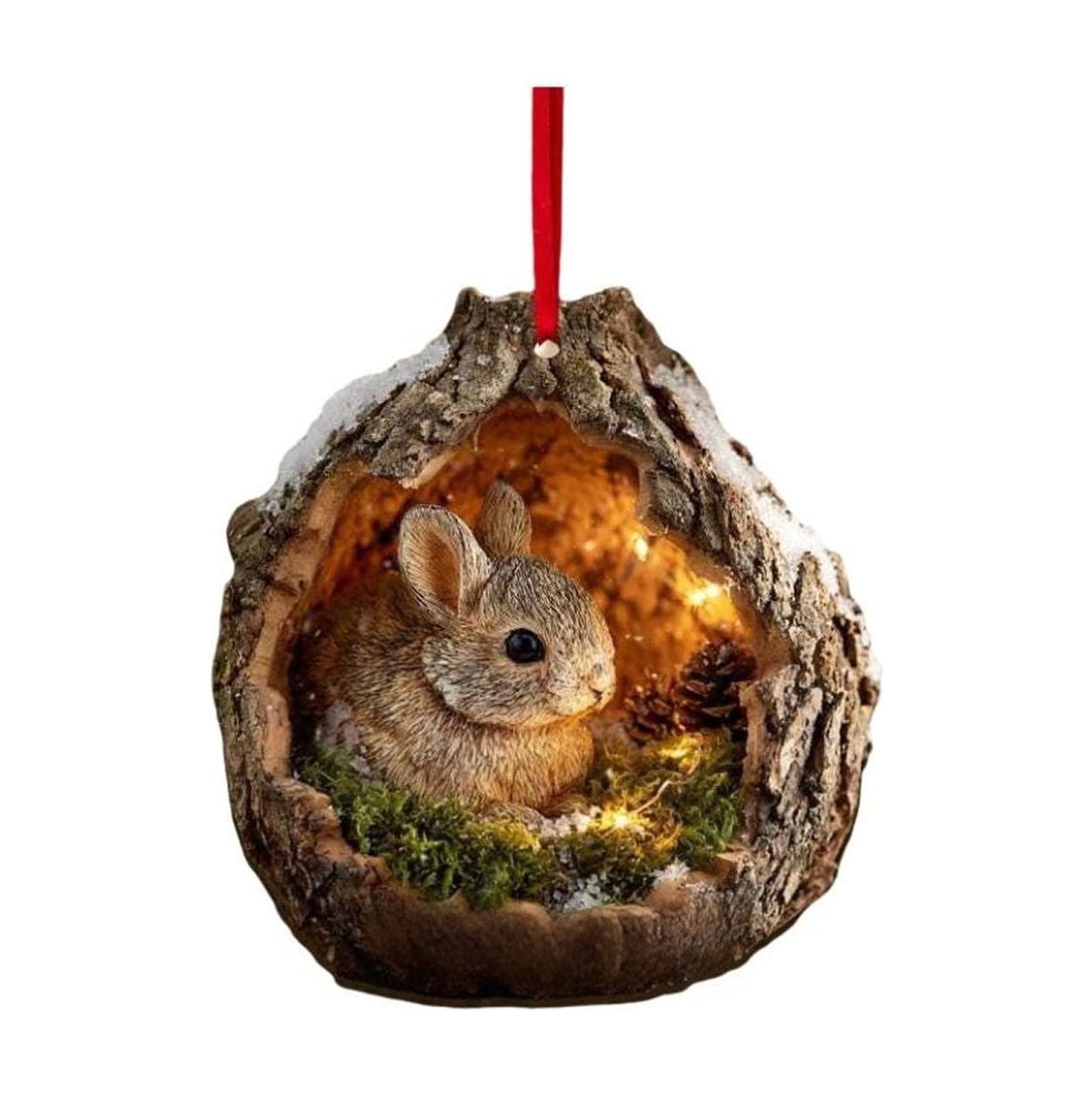 Acrylic forest Animal Christmas Tree Ornaments - Rabbit in Hollow Log ...