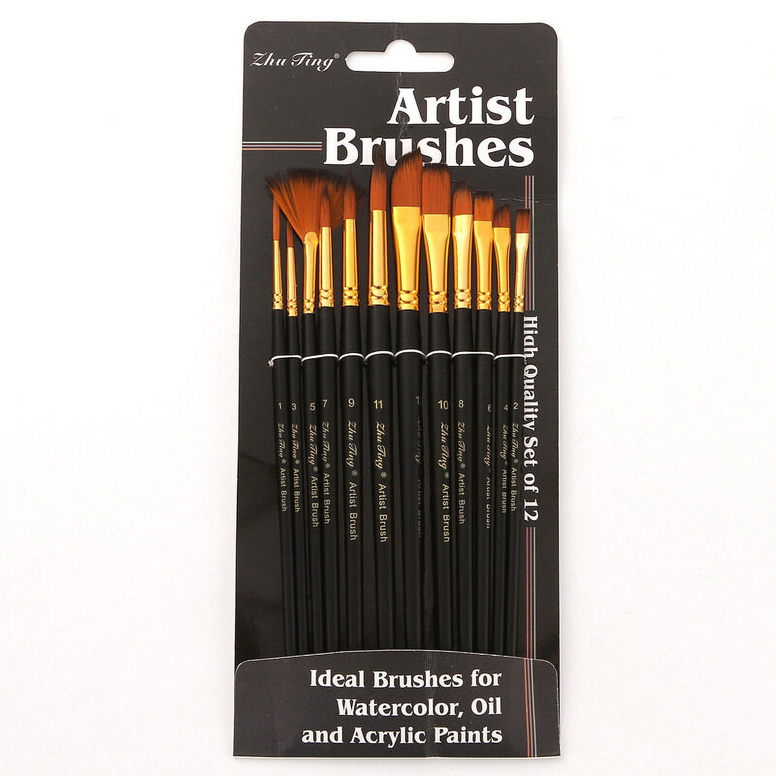 Acrylic paint brush set, 12 nylon brushes for acrylic painting and ...