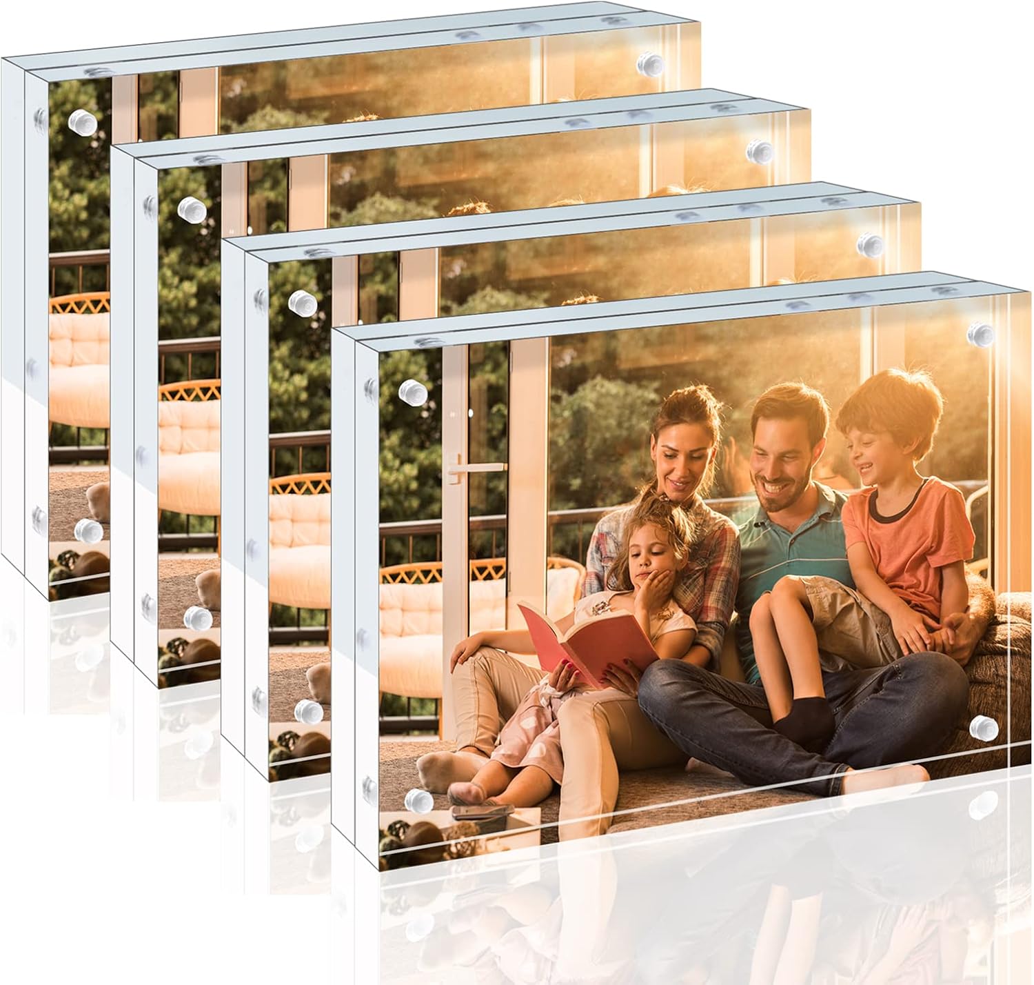 Acrylic photo frame 6 pack, 20mm thick frameless transparent photo ...
