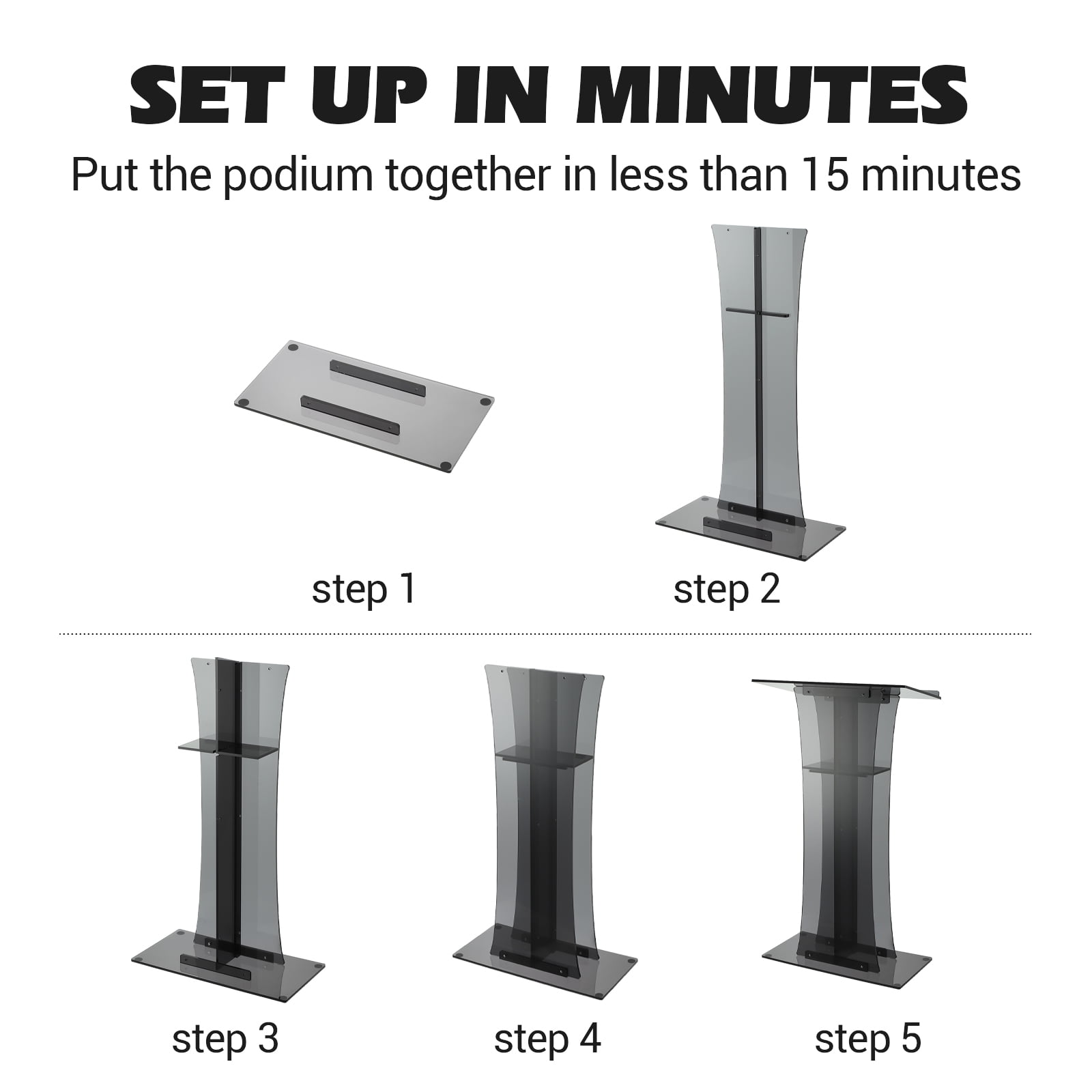 Acrylic podium with storage compartments height 47 inches support ...