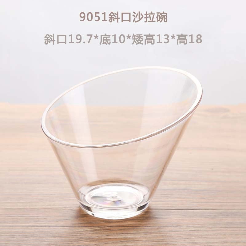 Acrylic salad bowl plastic drop-resistant transparent oblique ice cream ...