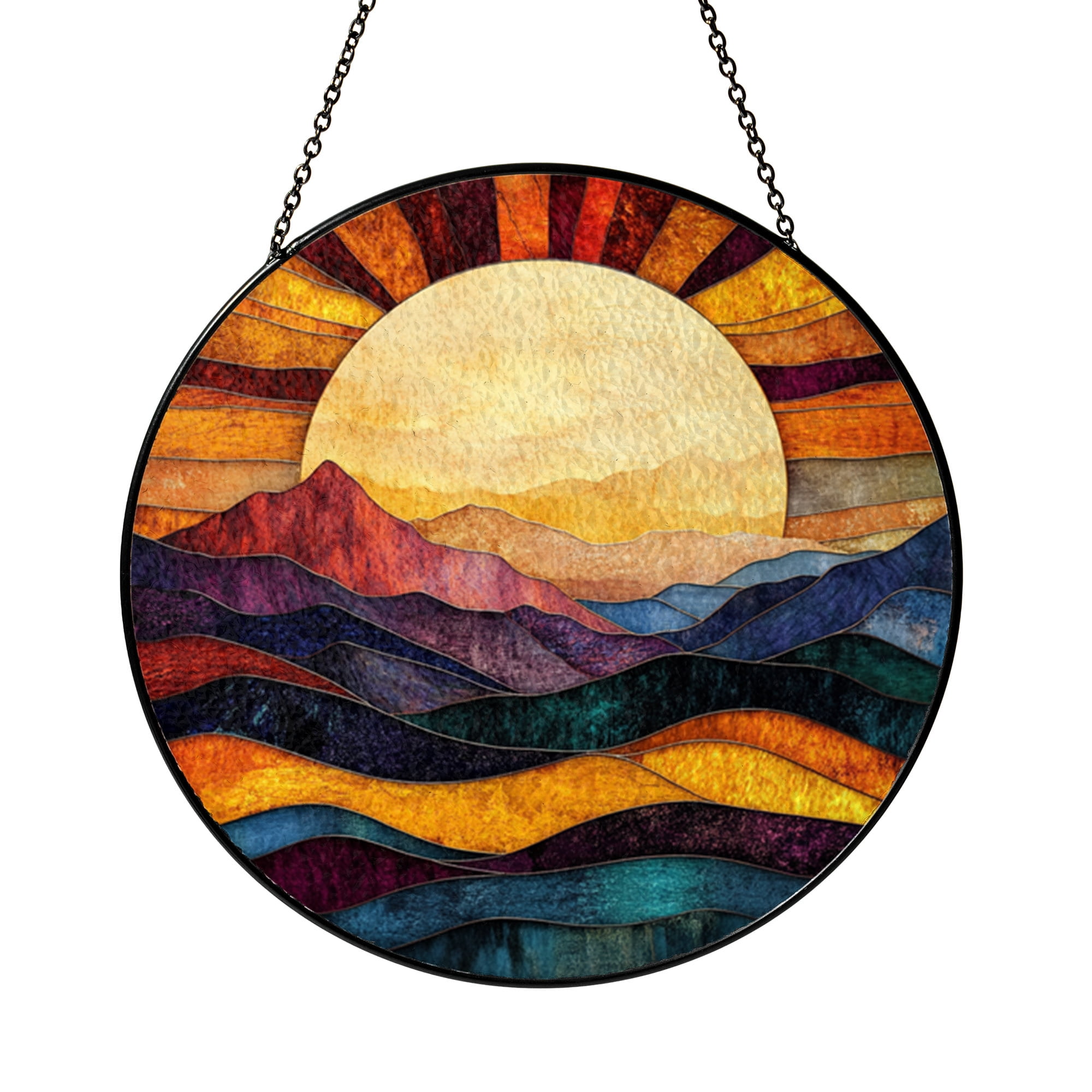 Acrylic sunset panel, bright stained glass style sun catcher for ...