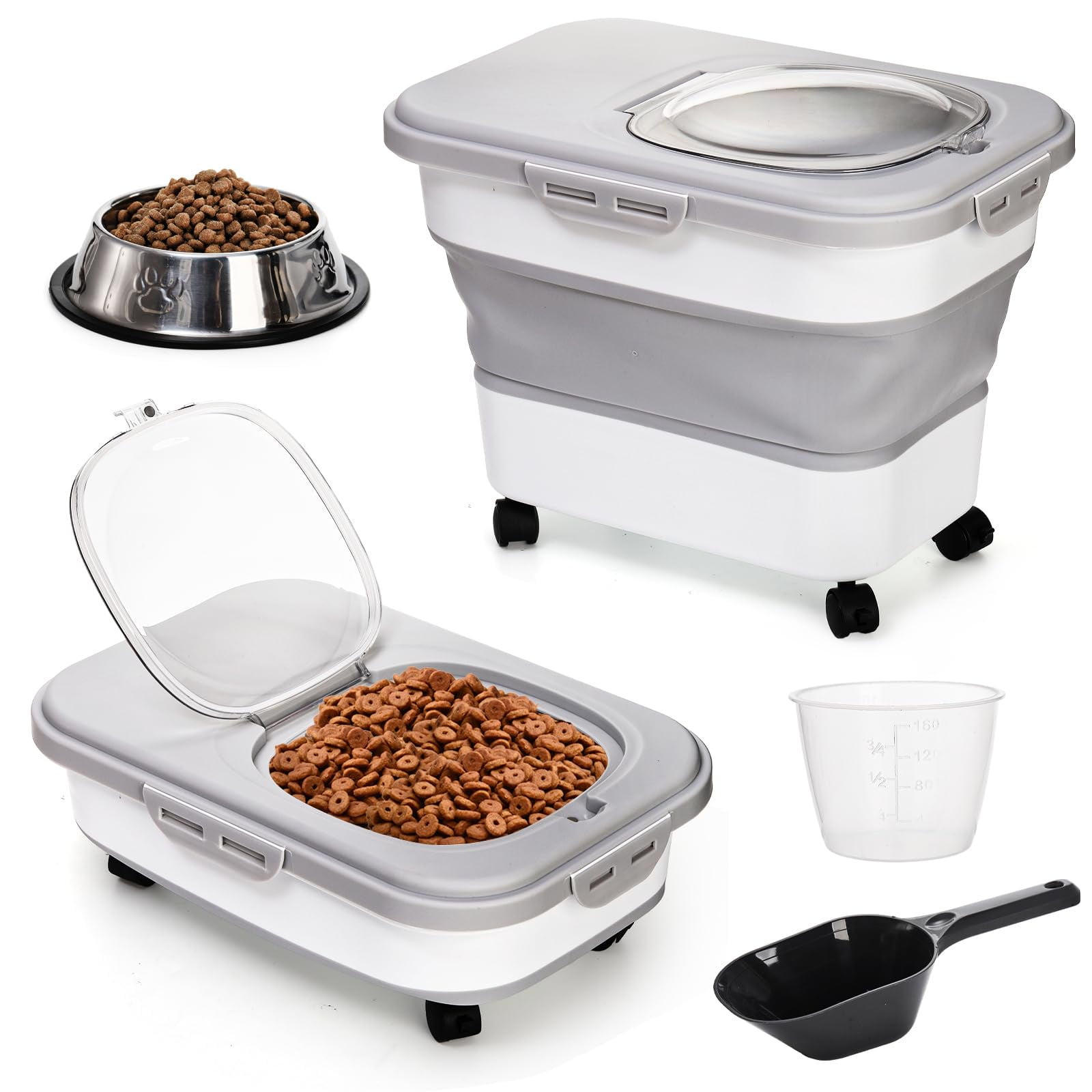 Acshio Dog Food Storage IRF13 Container, Collapsible Airtight Pet Cat ...