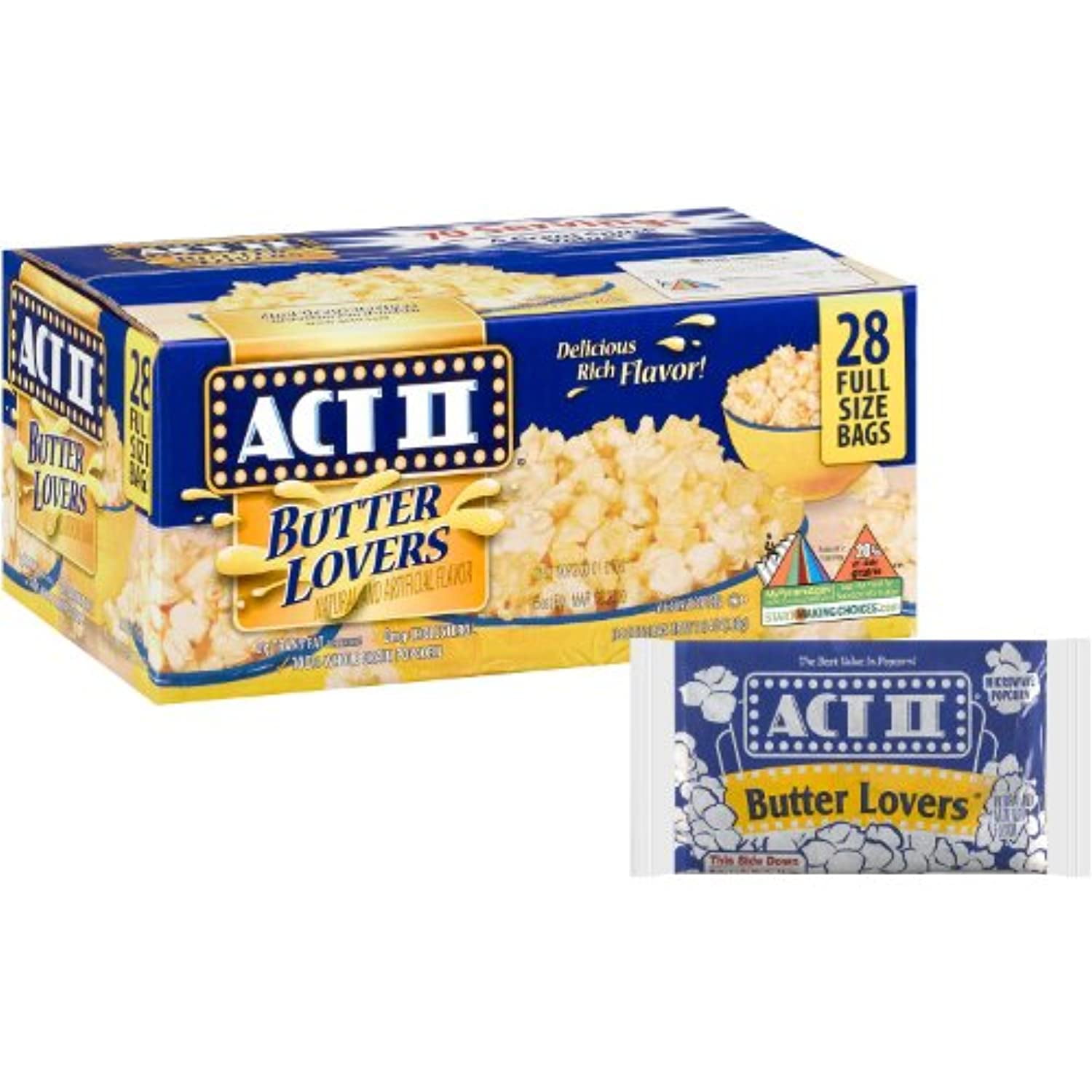 Act II Butter Lovers Microwave Popcorn - 28/2.75 Ounce - Walmart.com