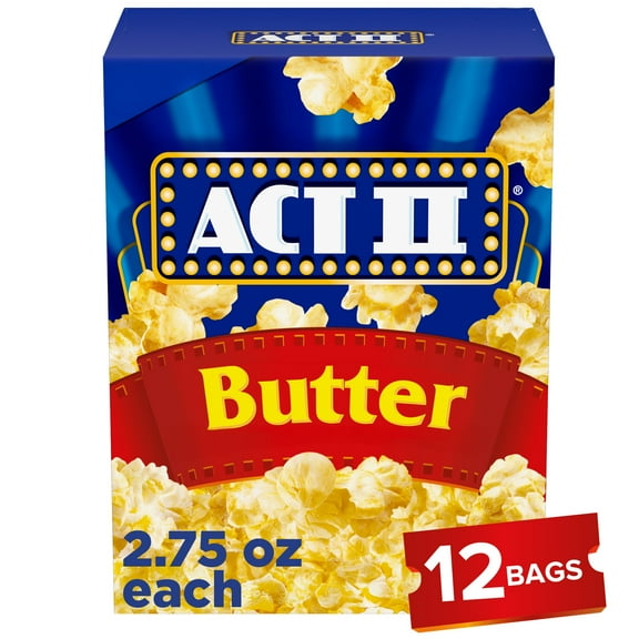 Act II Butter Microwave Popcorn 2.75 oz 12-Count with Rich Flavor ...