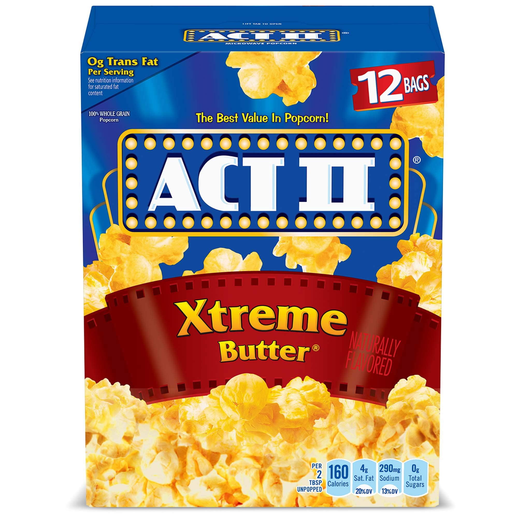 Act II Xtreme Butter Microwave Popcorn, 2.75 oz, 12 Count -Pack of 4 ...