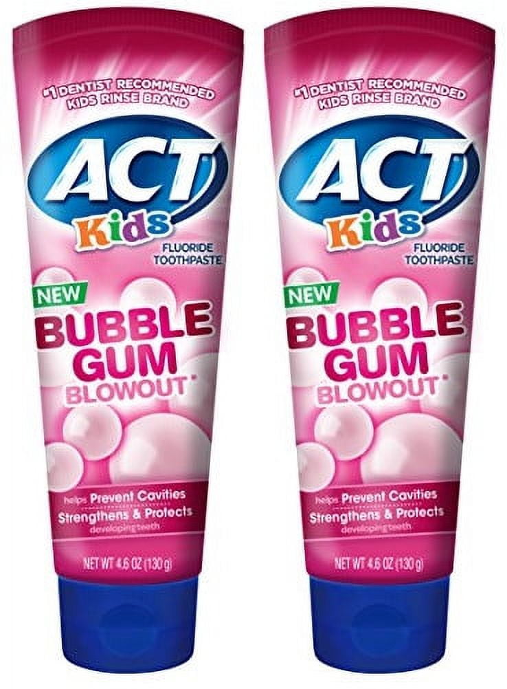 Act Kids Bubblegum Blowout Fluoride Toothpaste, 4.6 Oz, 2 Pack ...