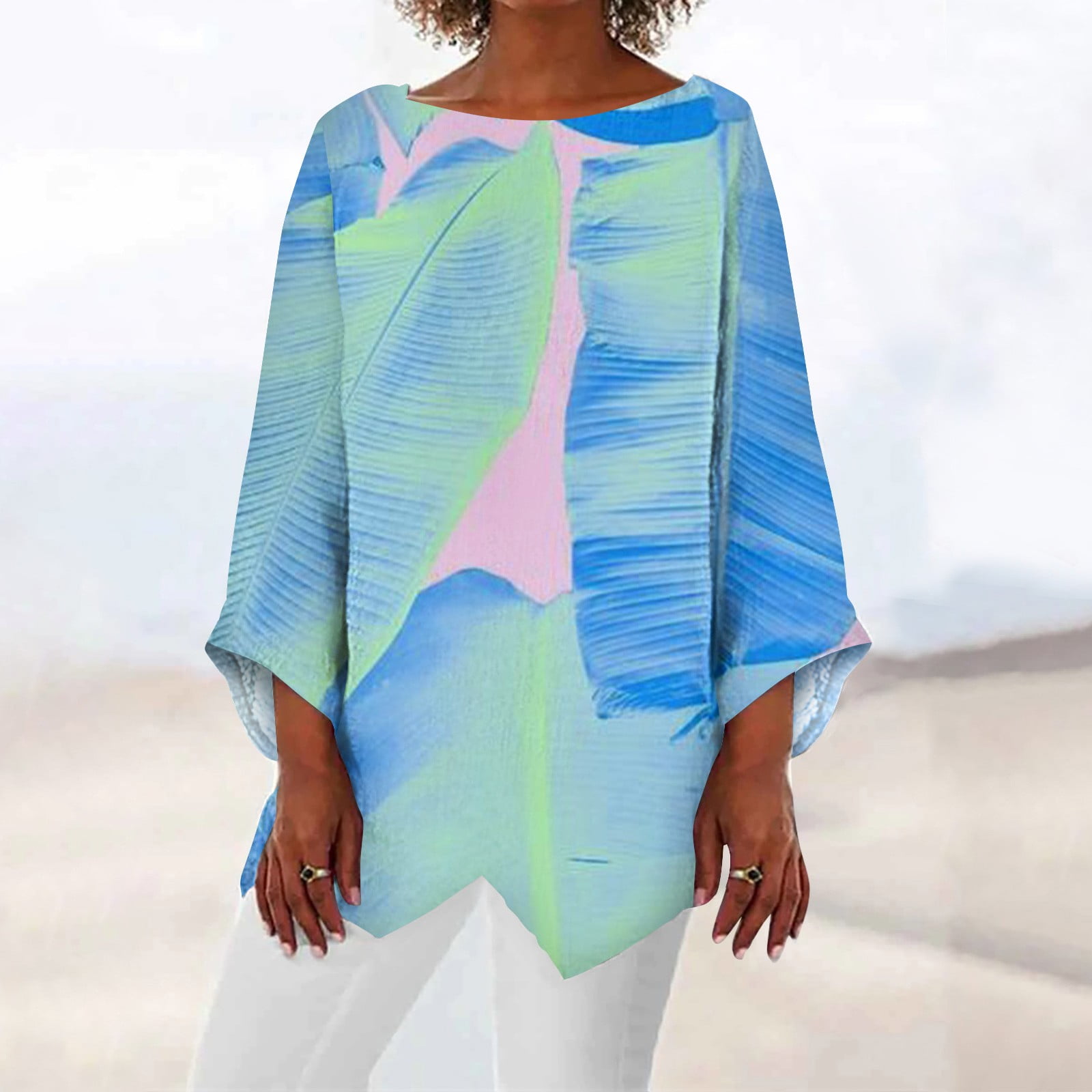 Act Now！ HIMIWAY Womens Summer Tops 2023 Ladies Tops Geometric Print ...