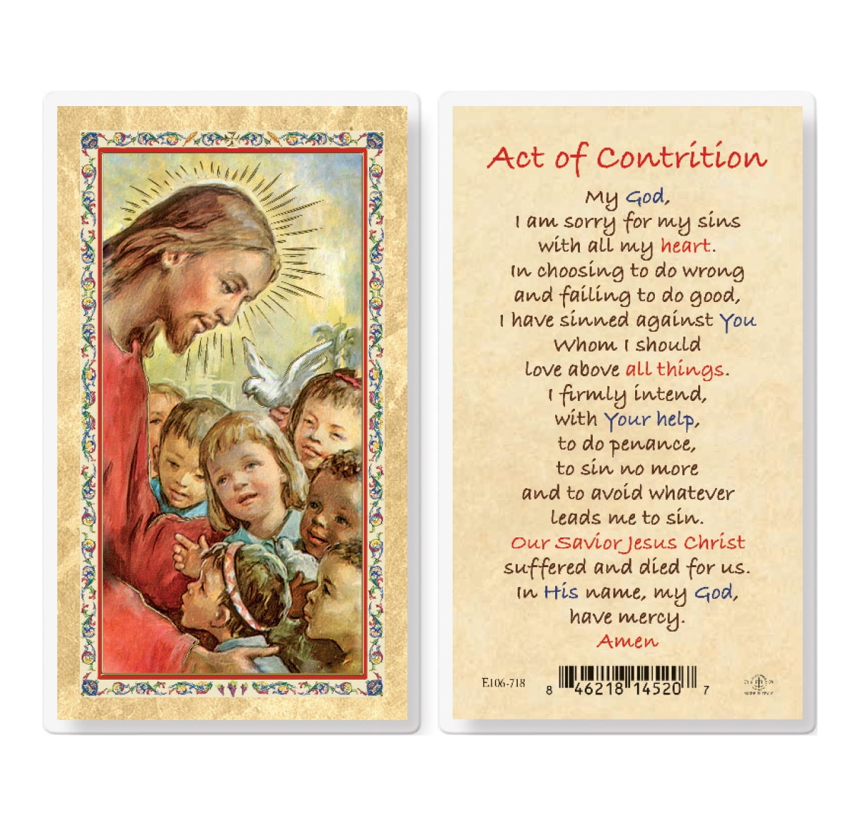 Act of Contrition - Christ Kids Gold-Stamped Laminated Catholic Holy ...