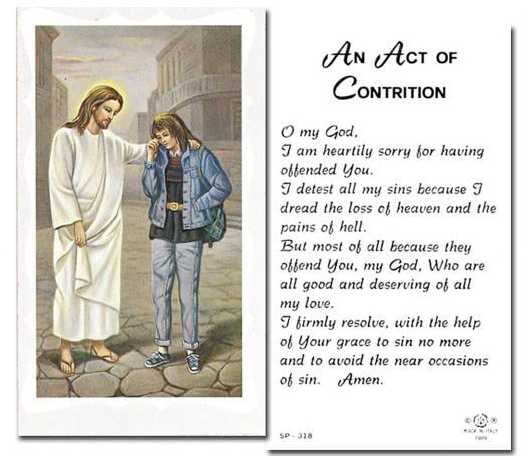Act of Contrition-Girl Catholic Prayer Holy Card with Prayer on Back ...