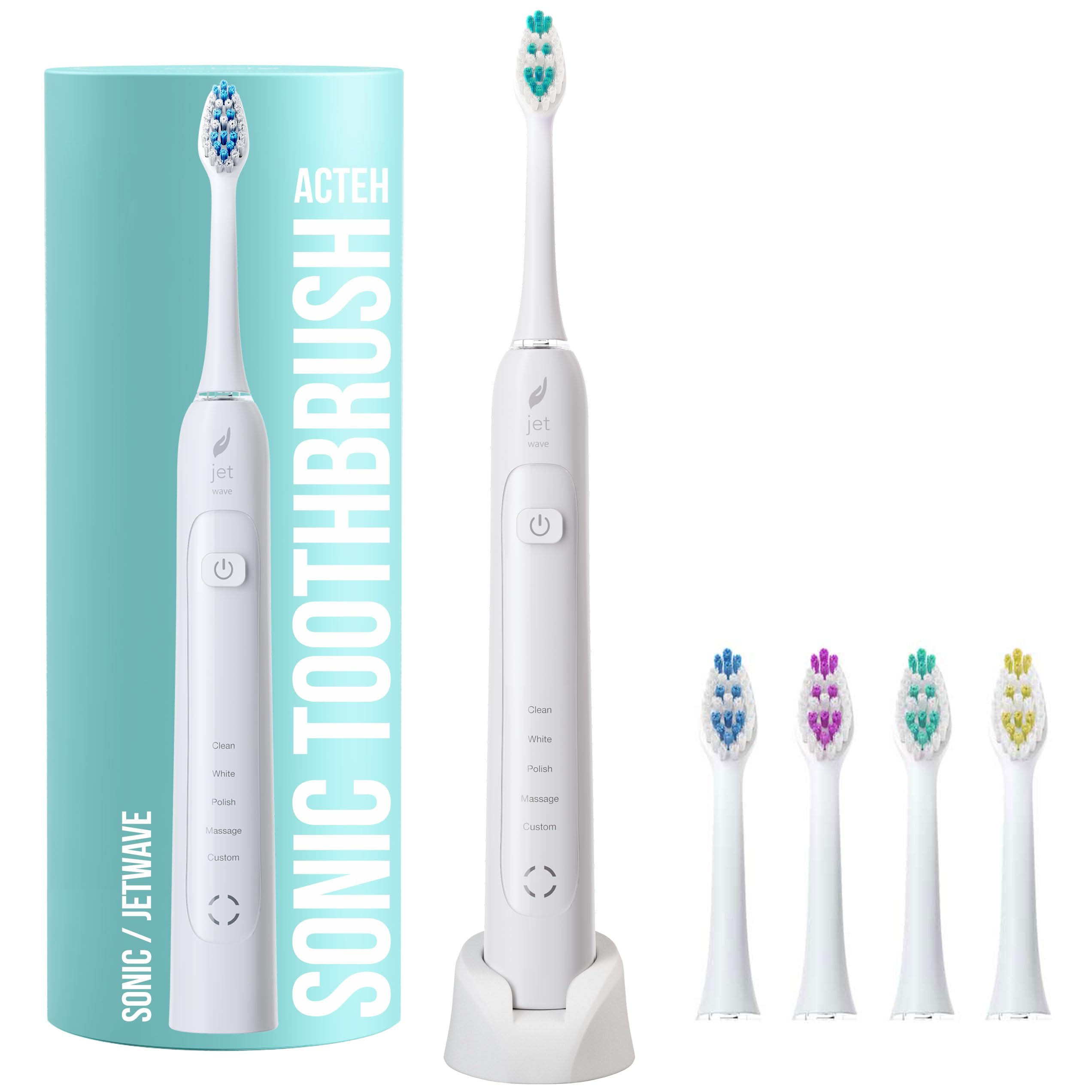 Acteh Sonic Electric Toothbrush, SSF20 JetWave Rechargeable, Toothbrush ...
