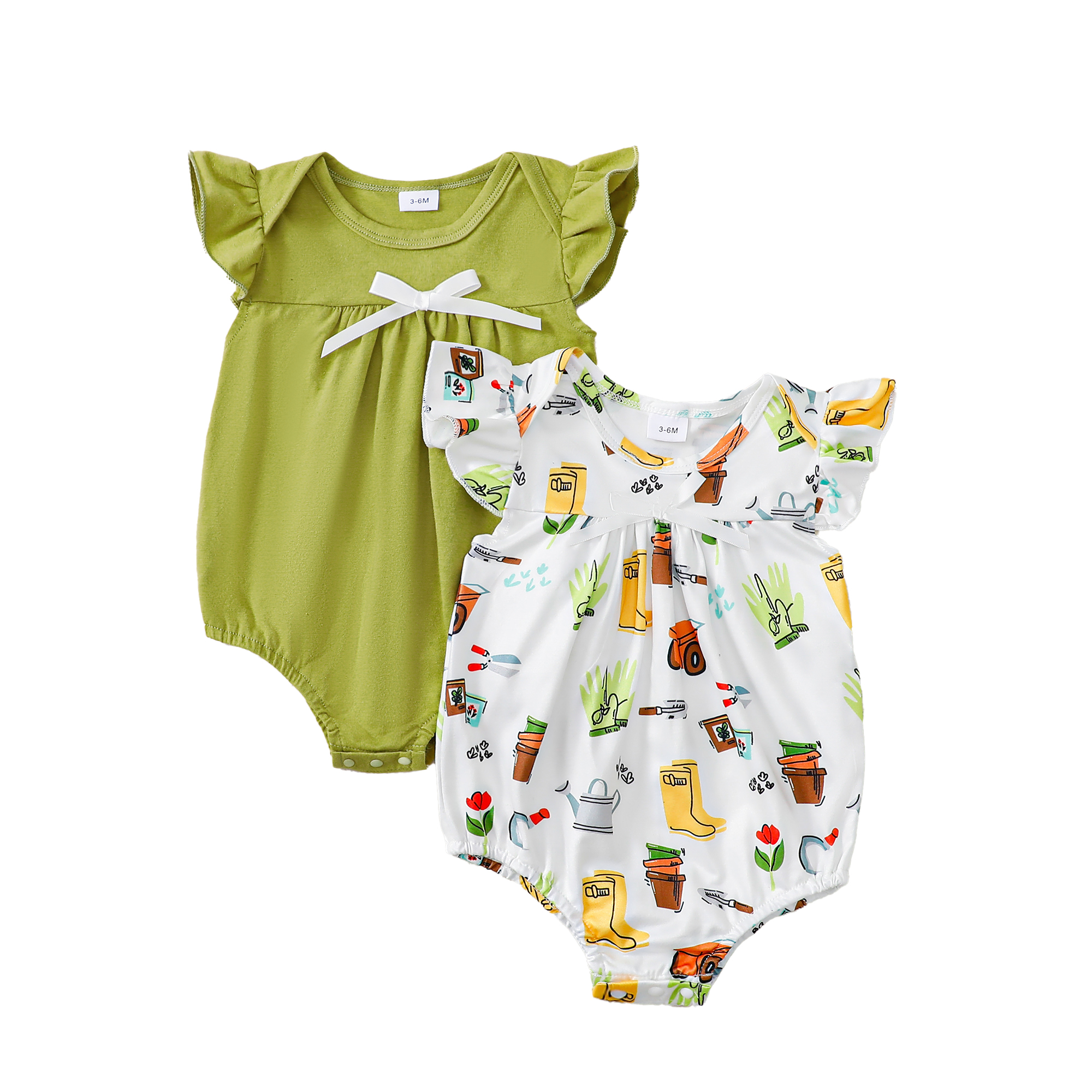 Touched by Nature Organic Cotton Bodysuits 3pk, Guacamole, 3-6 Months ...