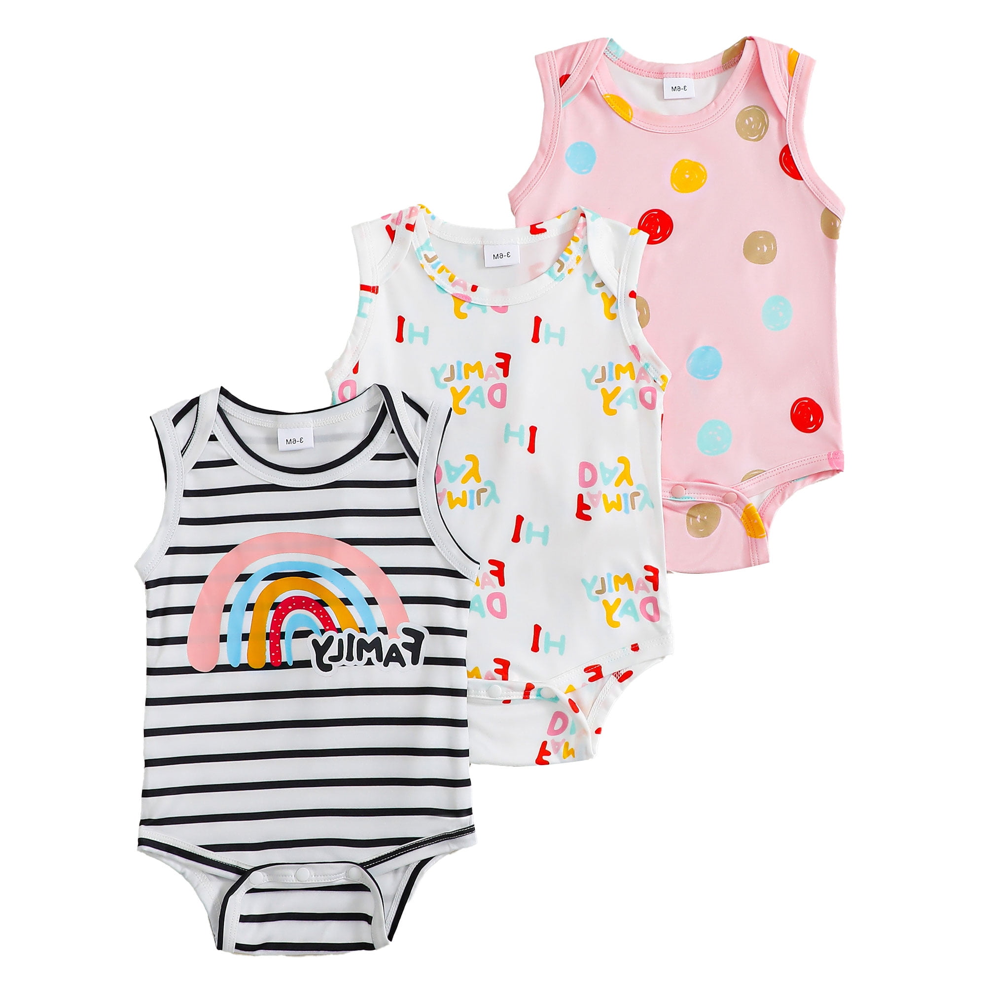 Actgleam Baby Sleeveless Bodysuits Snap Closure Onesies for Infant，9-12 ...
