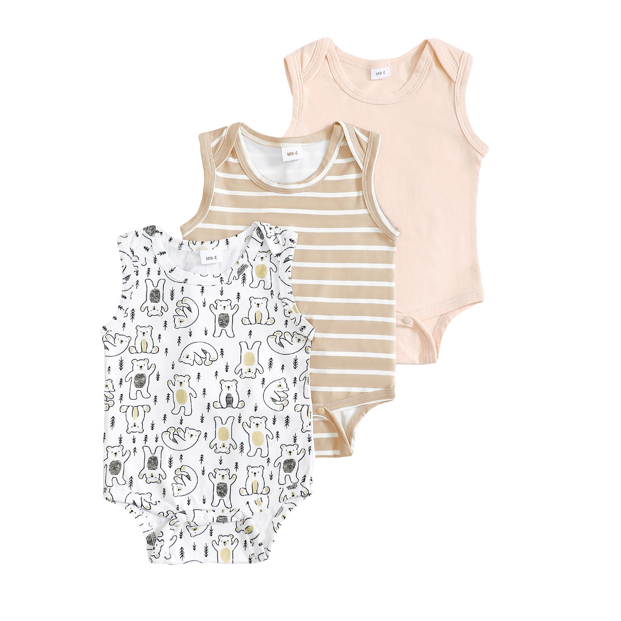 Actgleam Baby Sleeveless Bodysuits Snap Closure Onesies for Infant，9-12 ...