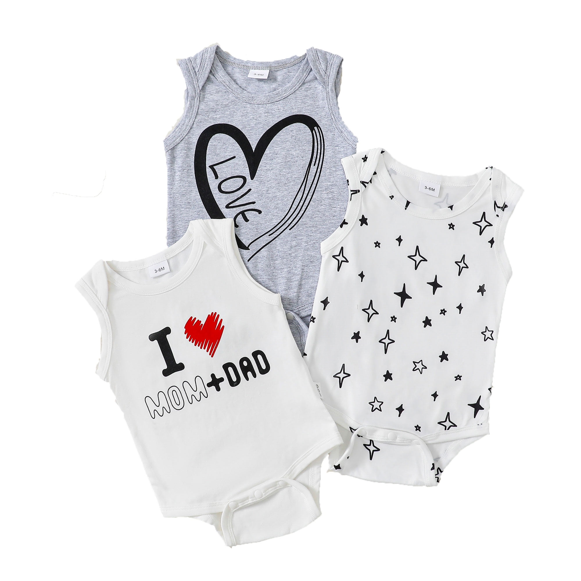 Actgleam Baby Sleeveless Bodysuits Snap Closure Onesies for Newborns，6 ...