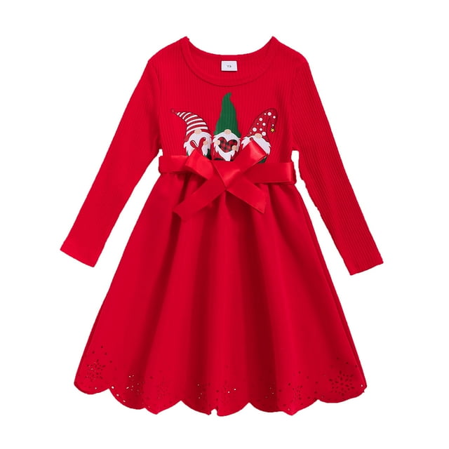 Actgleam Little Girls Long Sleeve Dress Christmas Formal Dresses,7Year ...