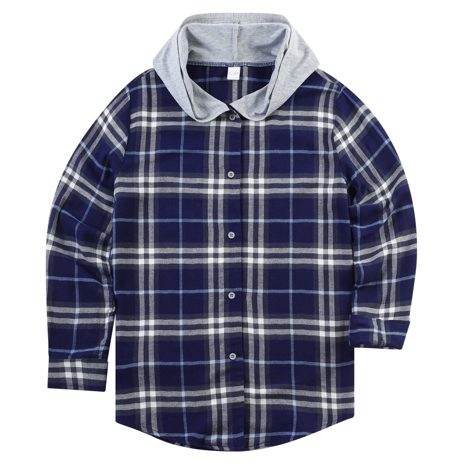 Actgleam Boys Girls Plaid Shirts Long Sleeve Button Down Hooded Plaid ...